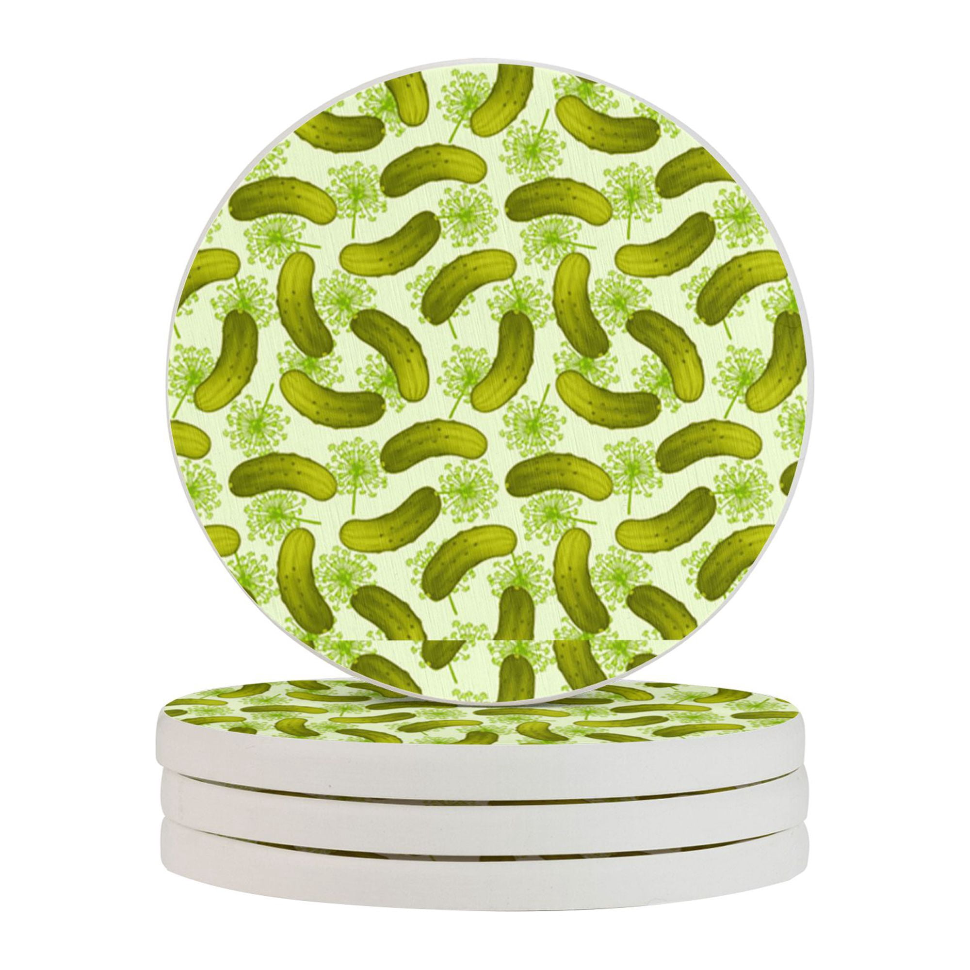 Circular Drink Coasters Set Dill Pickles Beautiful Home Decor Diatomite ...