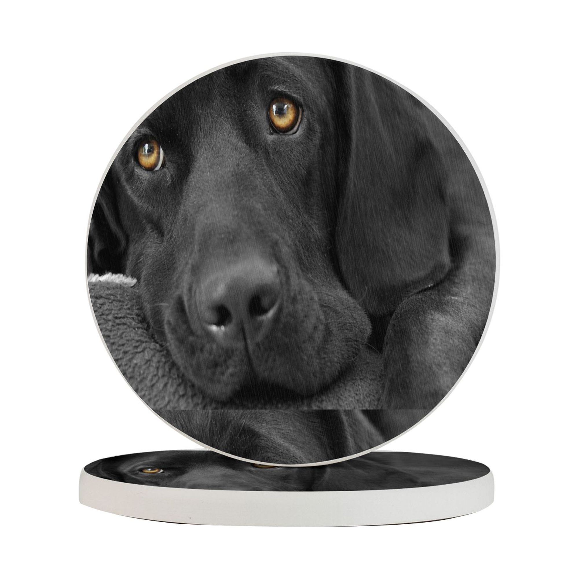 Circular Drink Coasters Set Doggaming Black Lab Labrador Dog Puppy ...