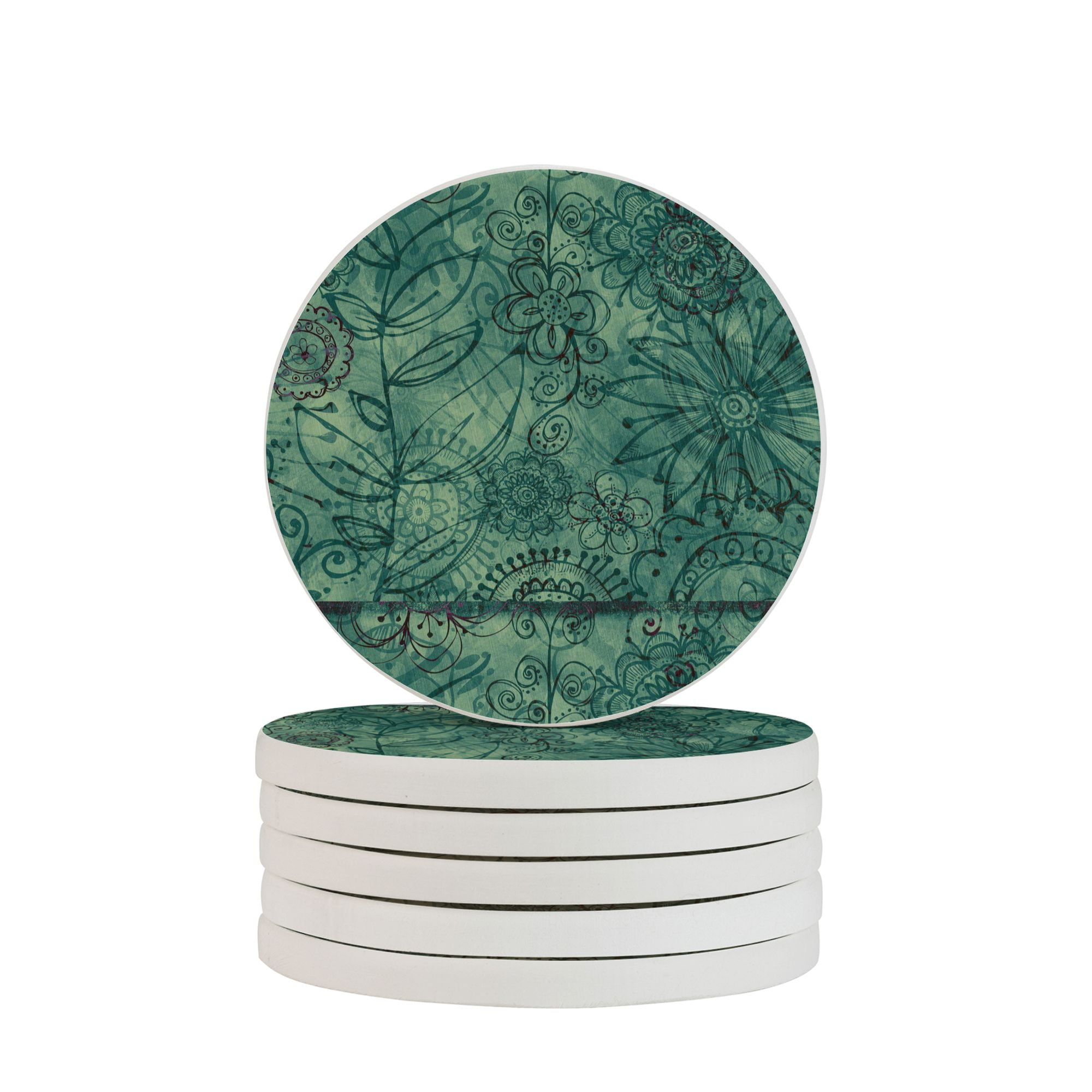 Circular Drink Coasters Set Drawing Beautiful Home Decor Diatomite Heat ...