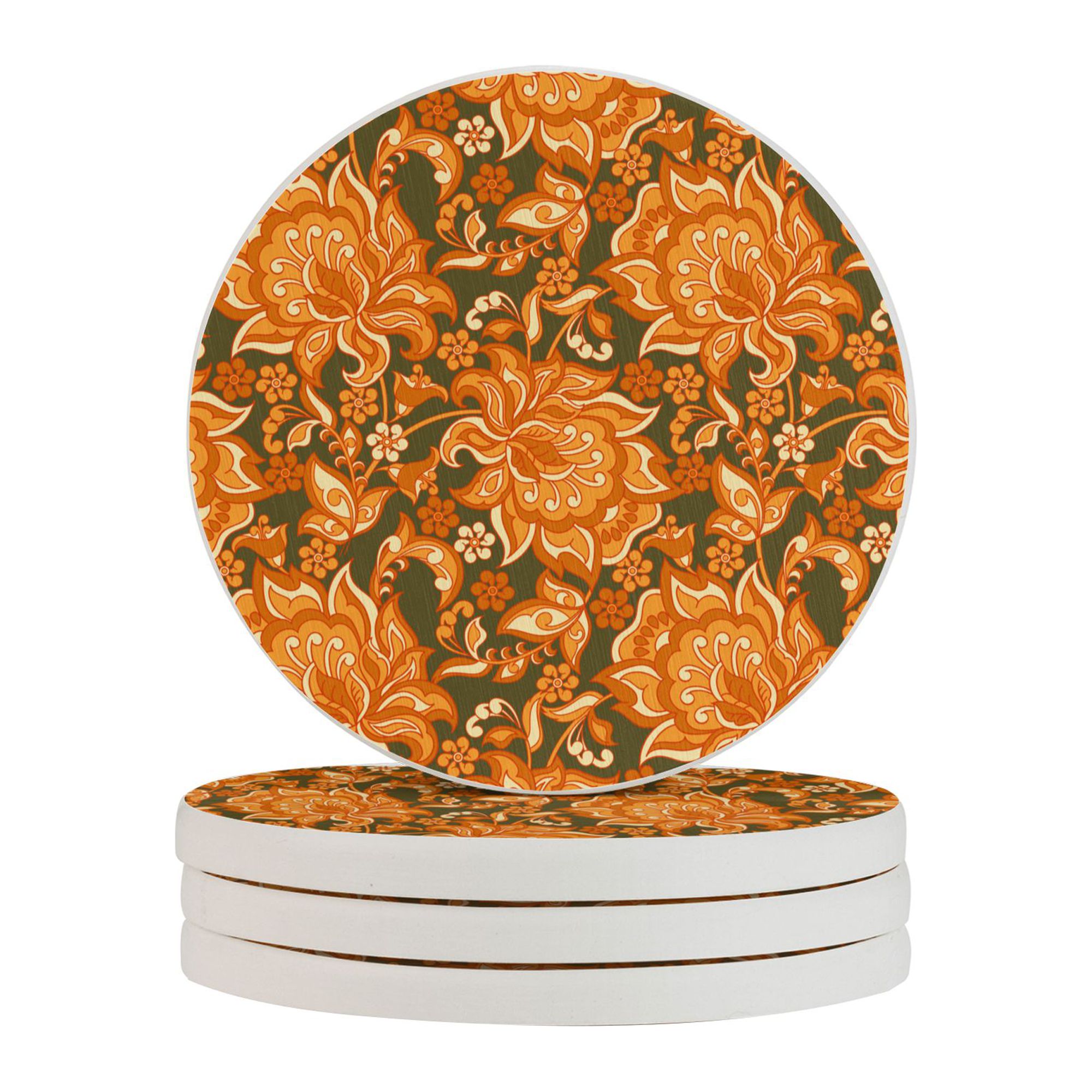 Circular Drink Coasters Set Earthy Pattern Wallpaper Beautiful Home ...
