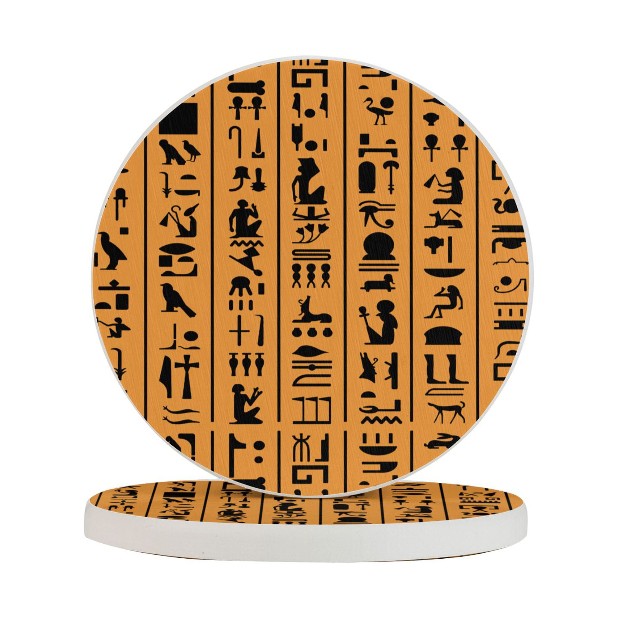 Circular Drink Coasters Set Egyptian Hieroglyphs Or Ancient Egypt ...