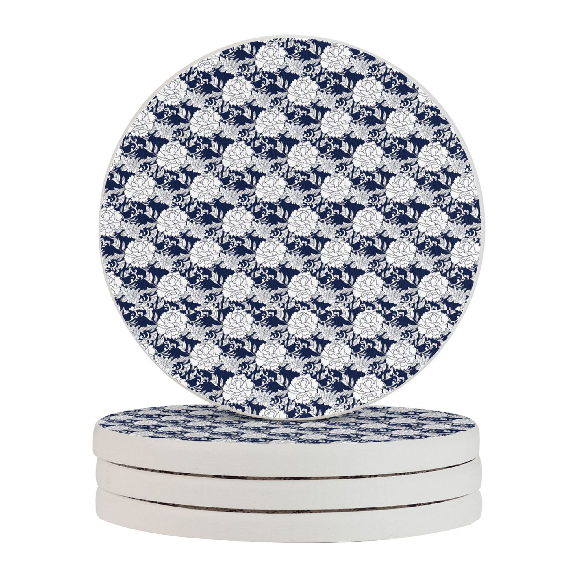 Circular Drink Coasters Set Elegant Floral Theme Background Beautiful ...