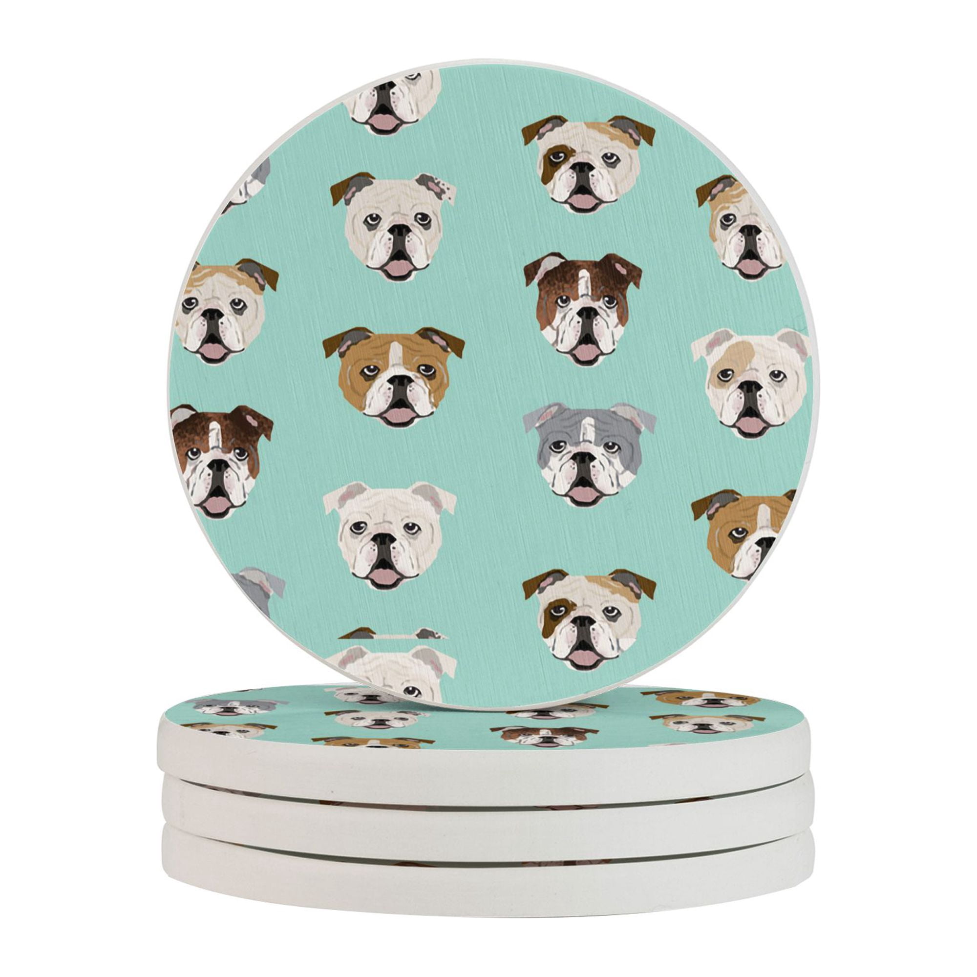 Circular Drink Coasters Set English Bulldog Beautiful Home Decor ...