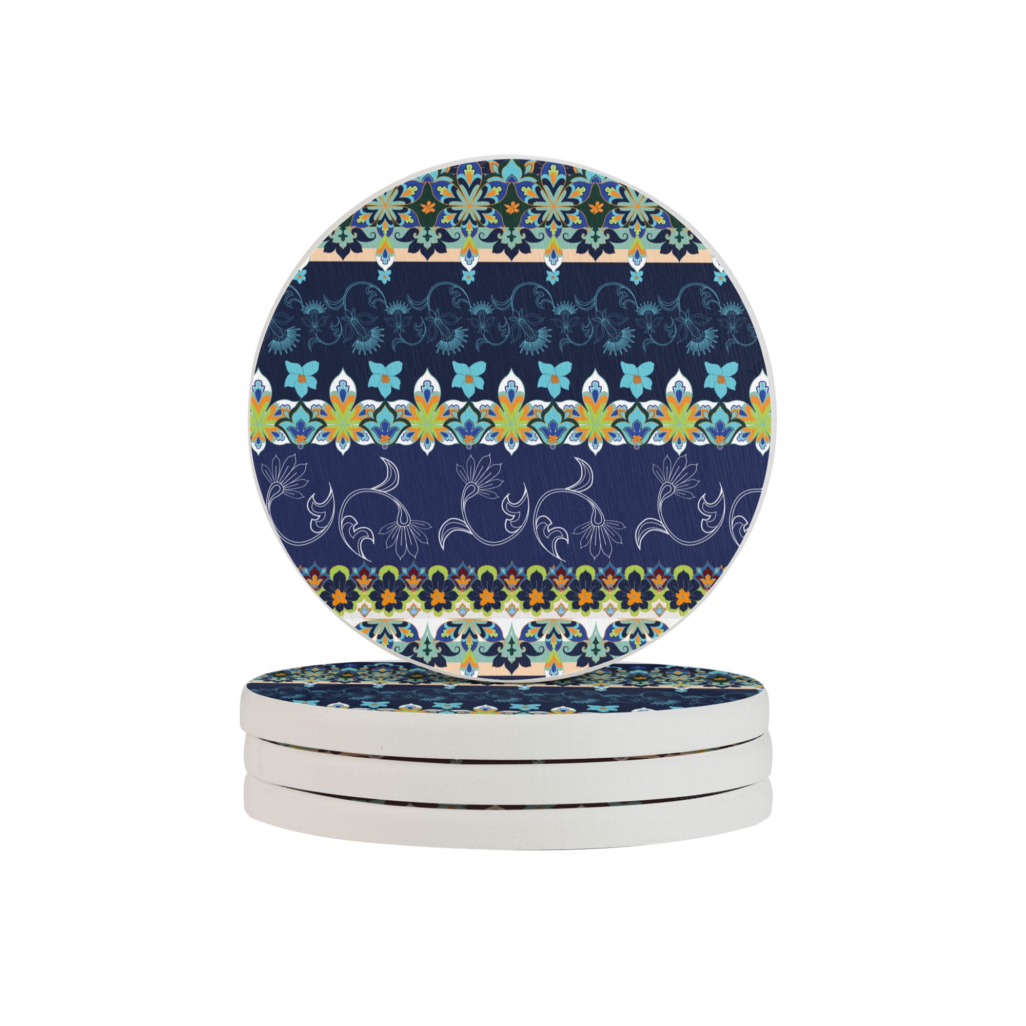 Circular Drink Coasters Set Flower Background Beautiful Home Decor ...