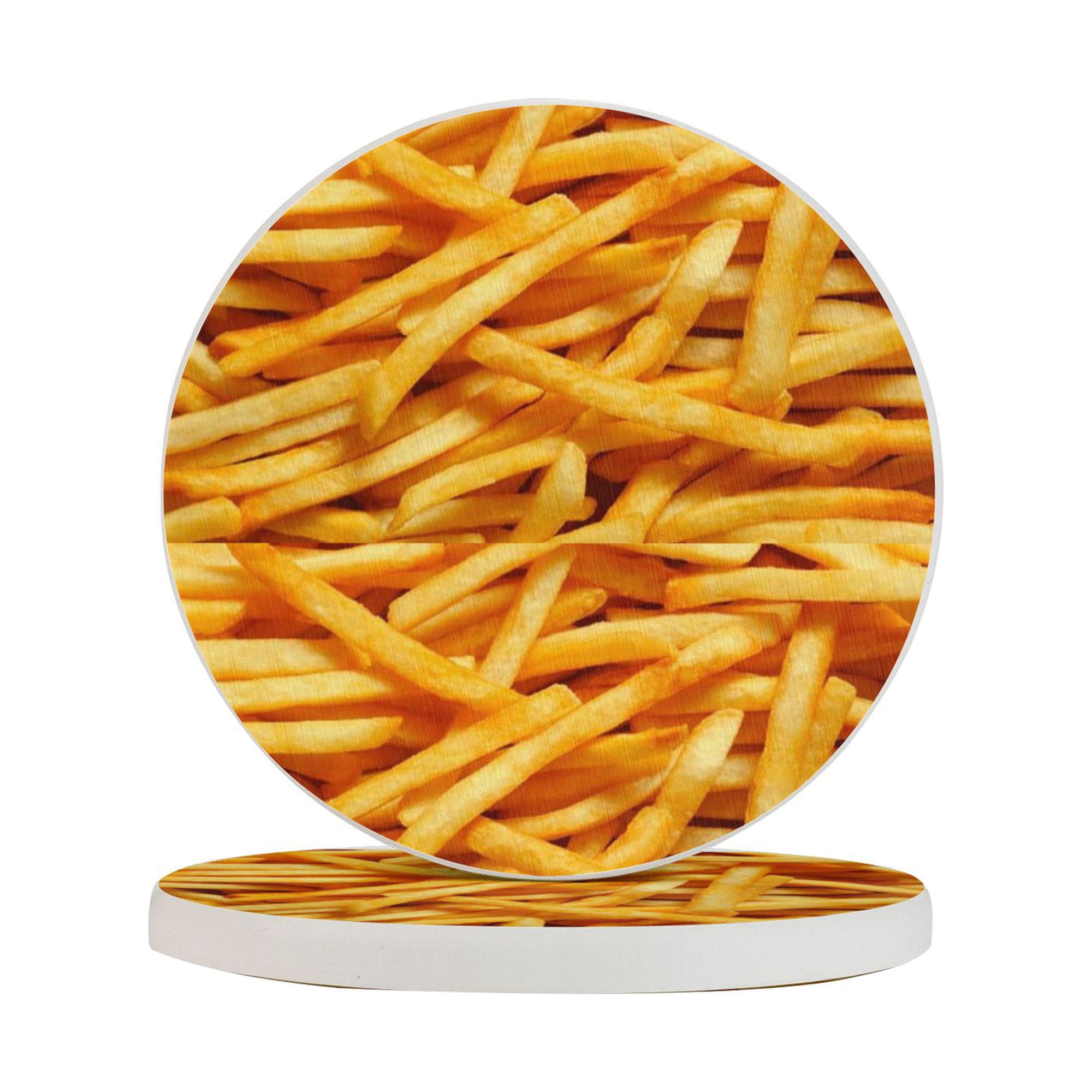 Circular Drink Coasters Set French Fries Beautiful Home Decor Diatomite ...
