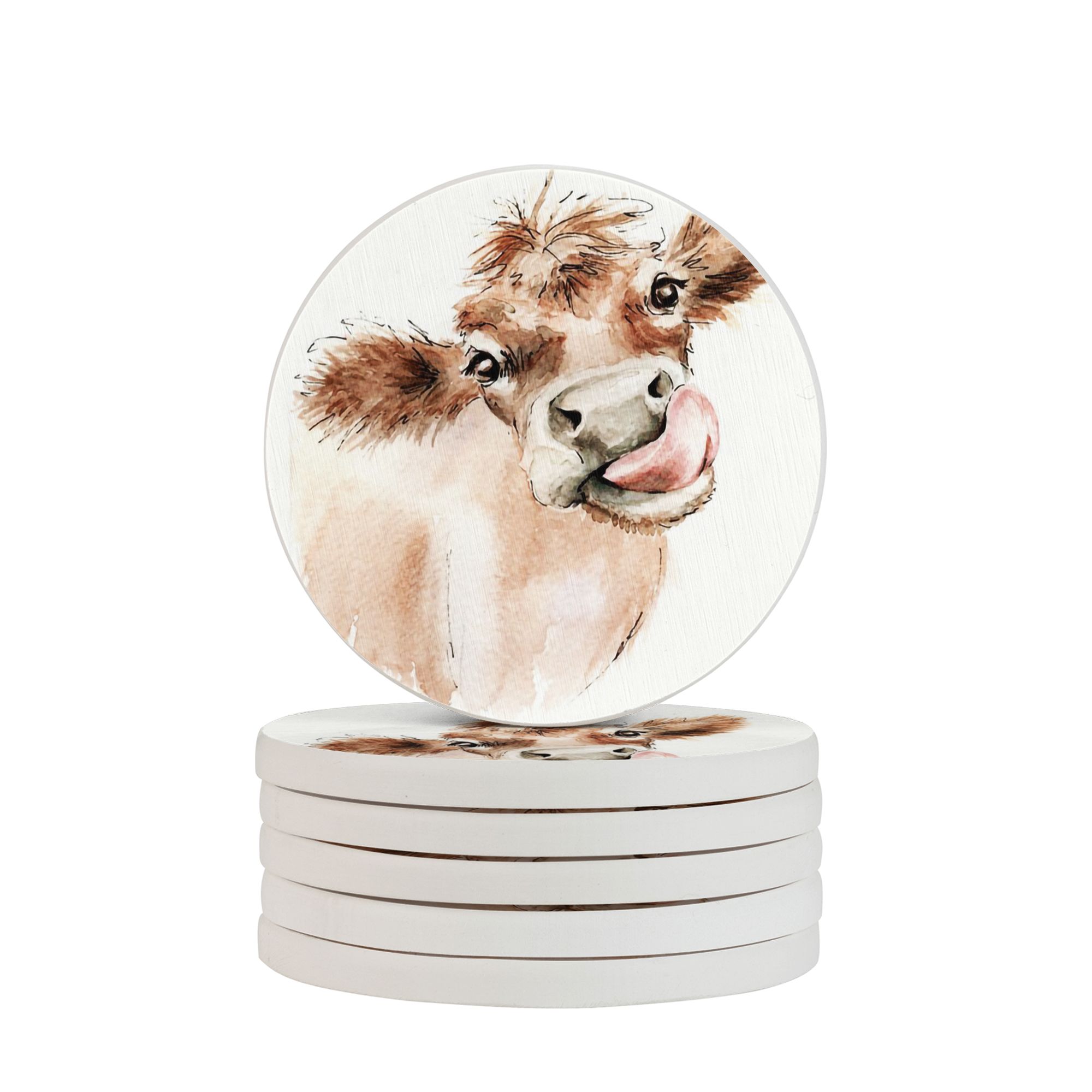Circular Drink Coasters Set Funky Cow Print Beautiful Home Decor ...