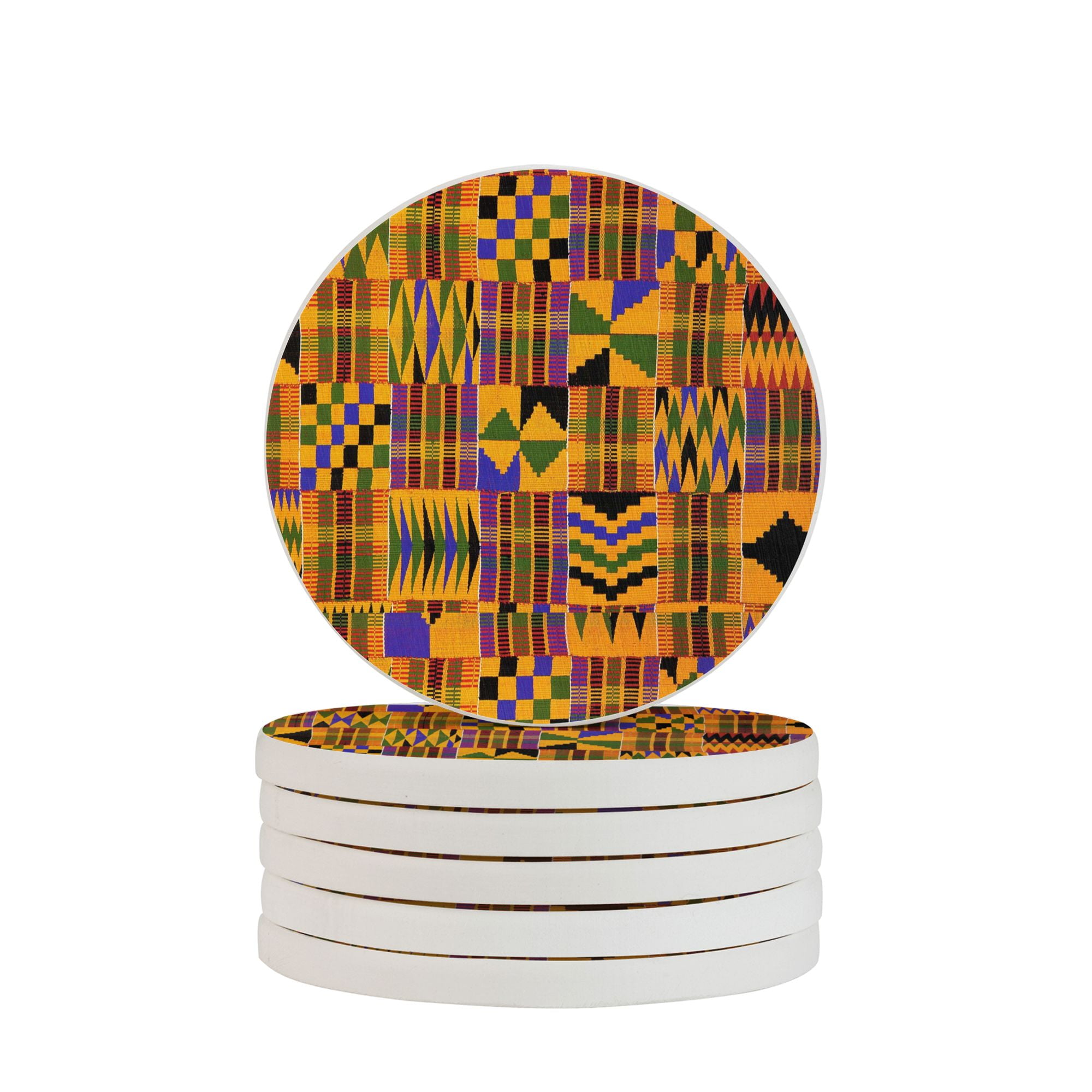 Circular Drink Coasters Set Ghana Kente Cloth Beautiful Home Decor ...