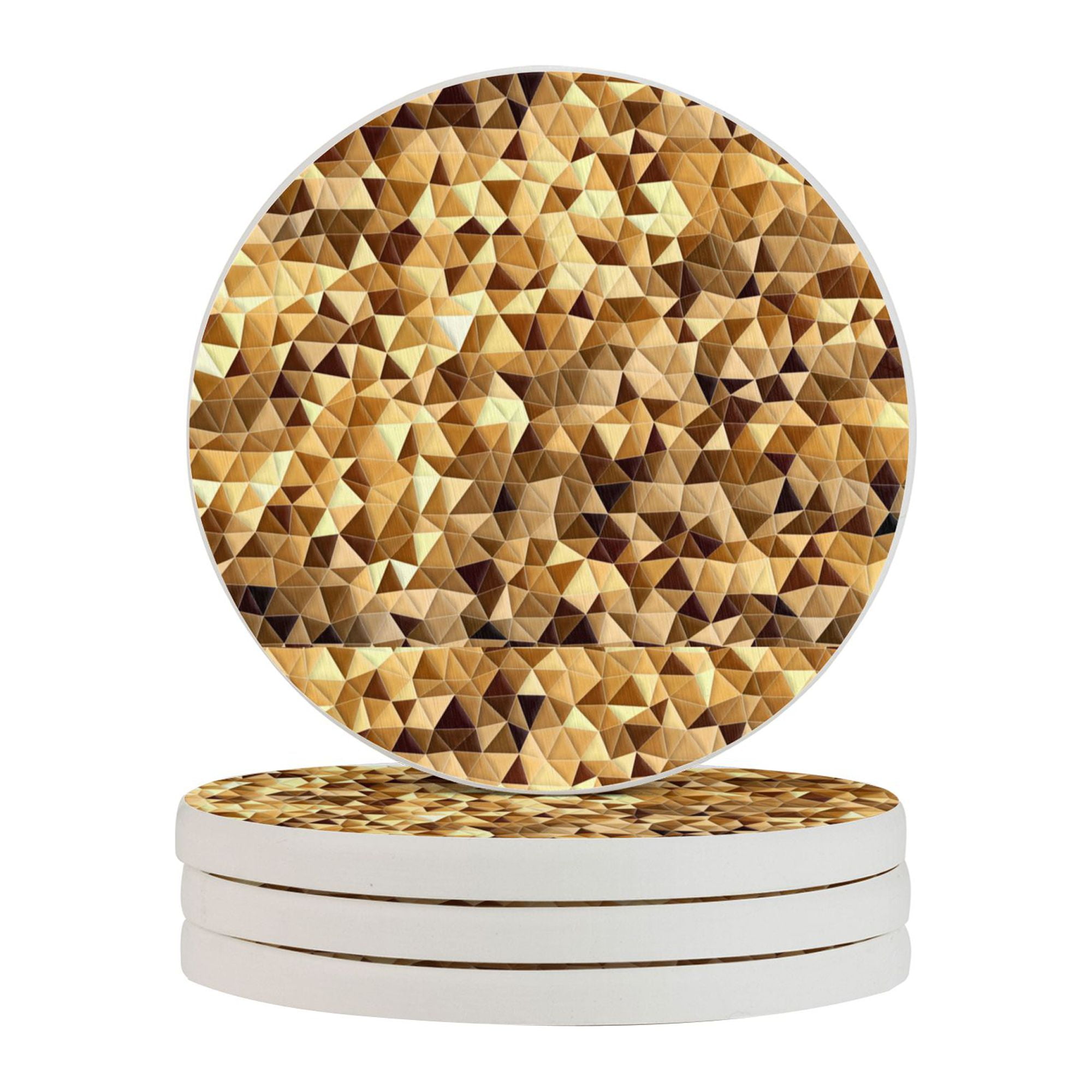Circular Drink Coasters Set Golden Triangle Beautiful Home Decor ...