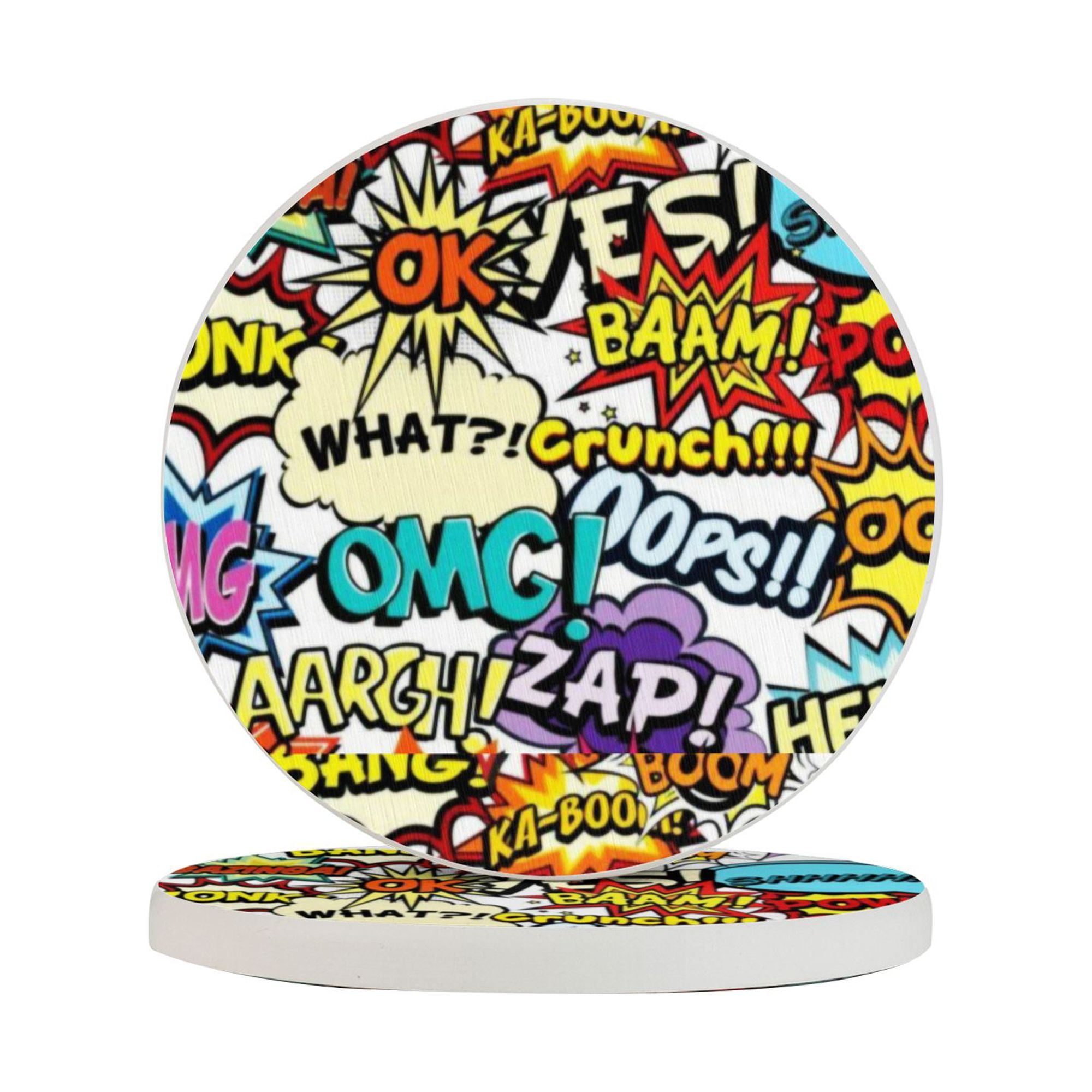 Circular Drink Coasters Set Graffiti Anime Comic Art Beautiful Home ...