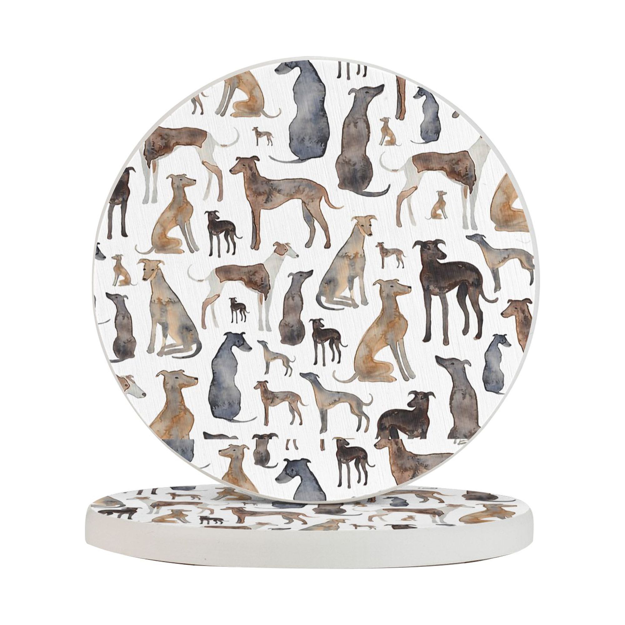 Circular Drink Coasters Set Greyhounds Wippets And Lurcher Dogs ...