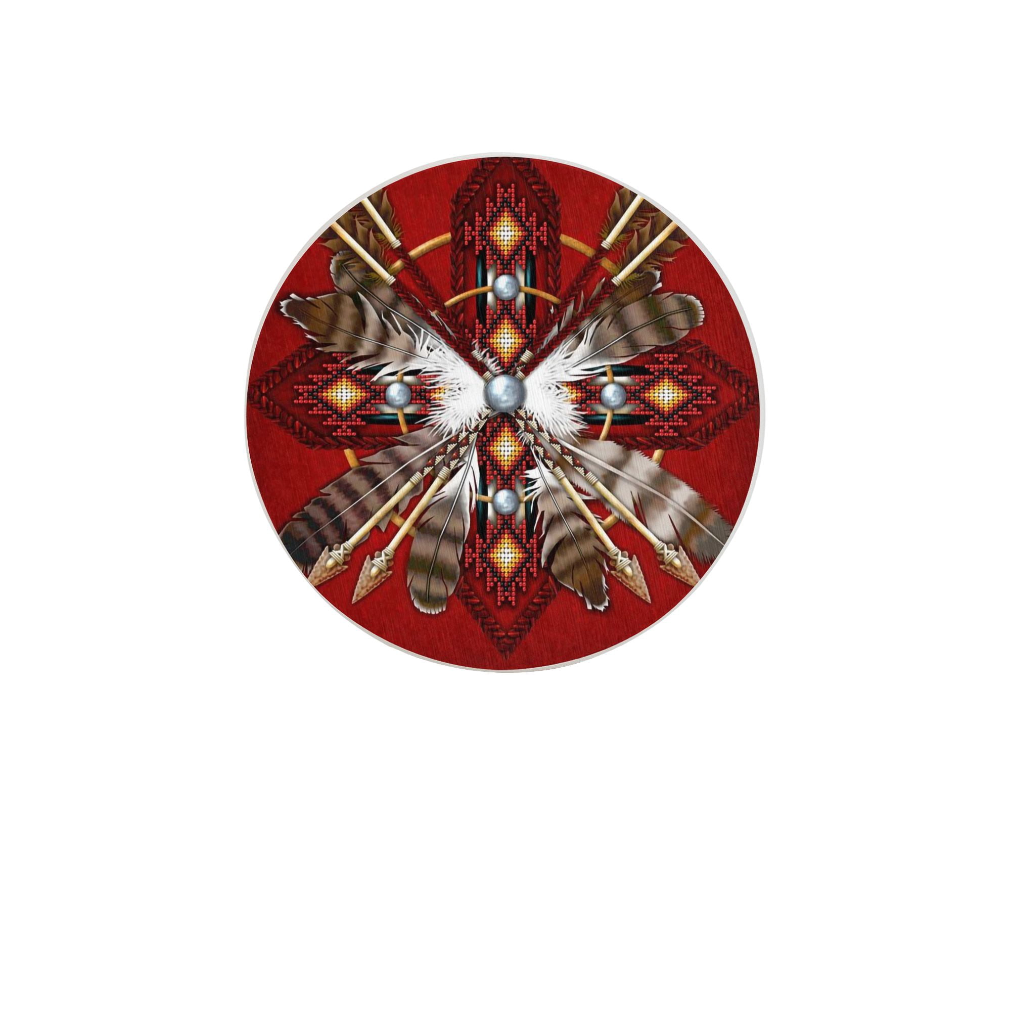 Circular Drink Coasters Set Indianer Rot Tribal Feder Beautiful Home ...