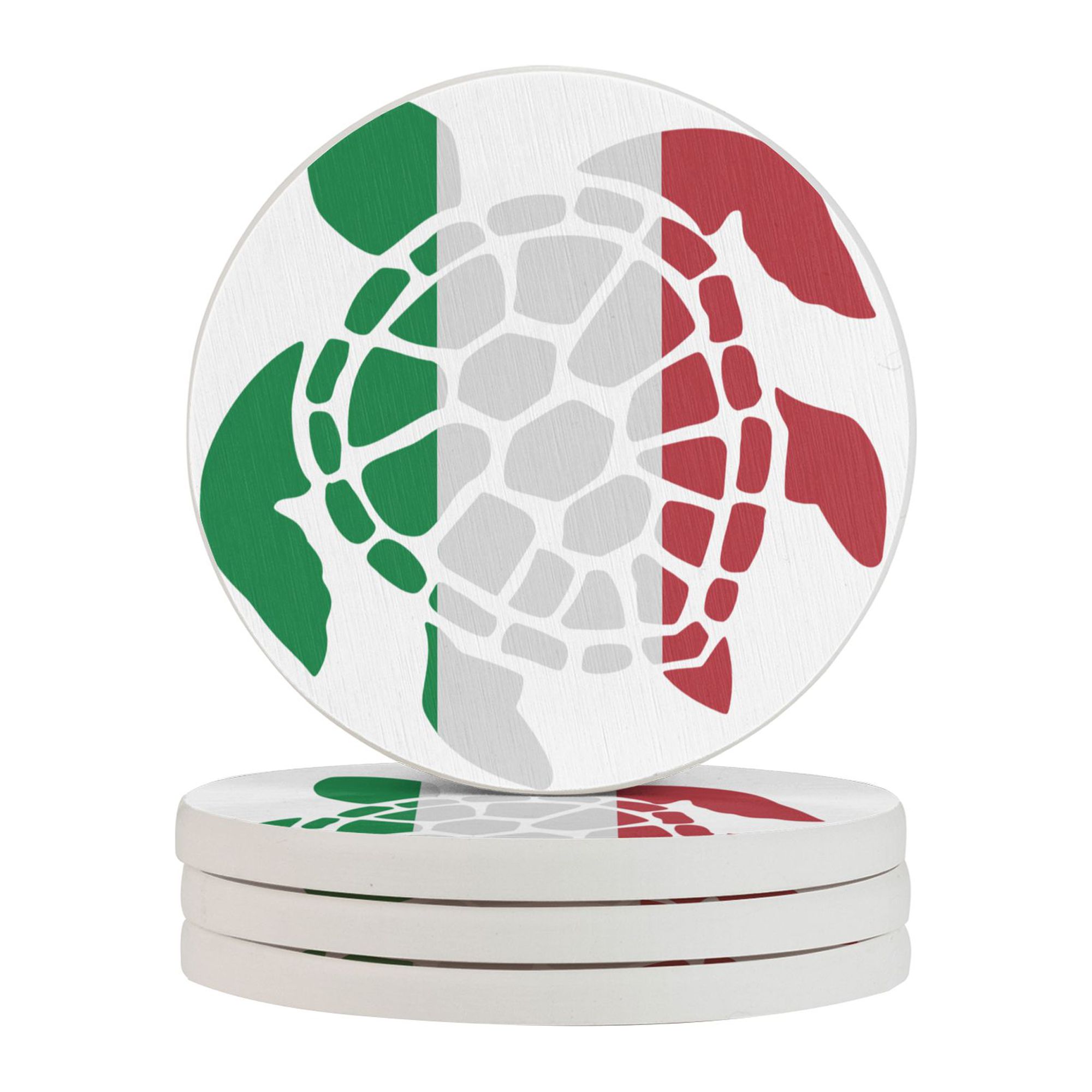 Circular Drink Coasters Set Italian Flag Turtle Beautiful Home Decor ...