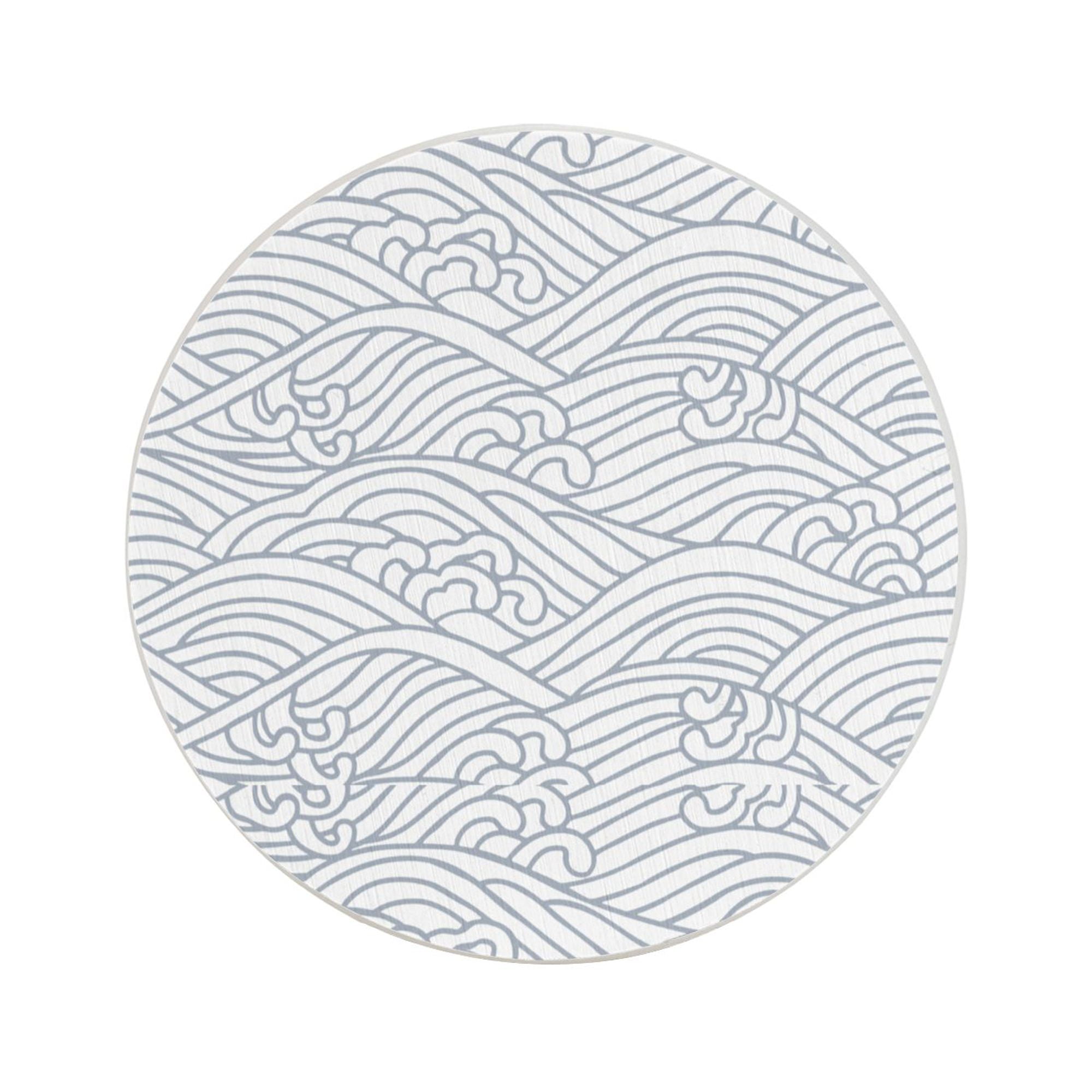 Circular Drink Coasters Set Japanese Traditional Aranami Wave Nature ...