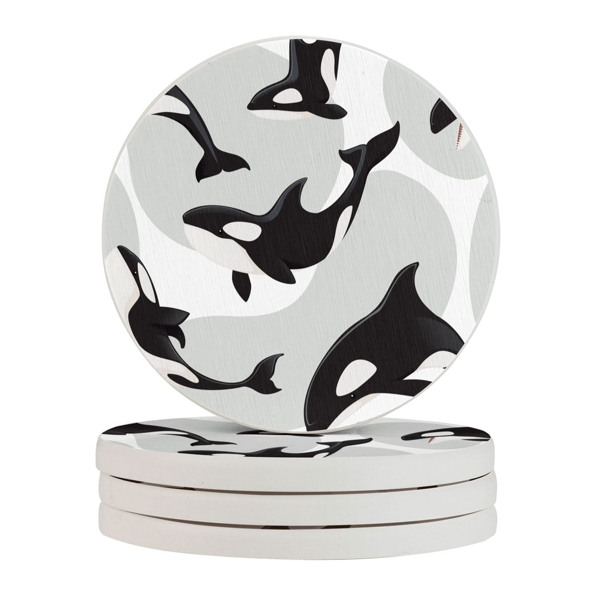 Circular Drink Coasters Set Killer Whale Orca Beautiful Home Decor ...