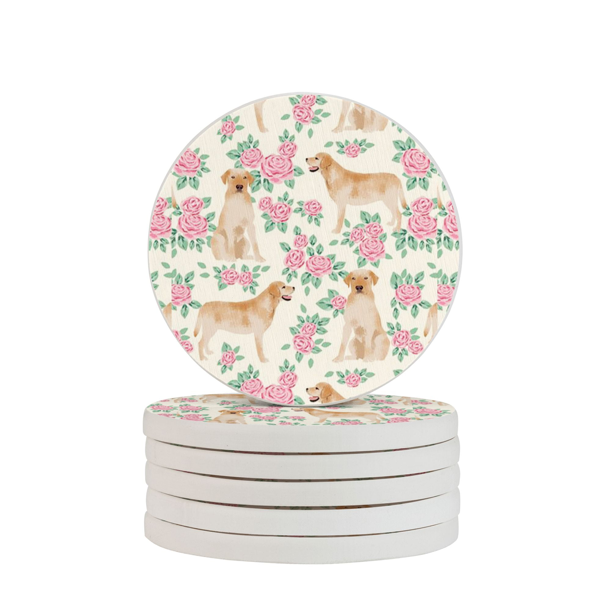 Circular Drink Coasters Set Labrador Retriever Beautiful Home Decor ...