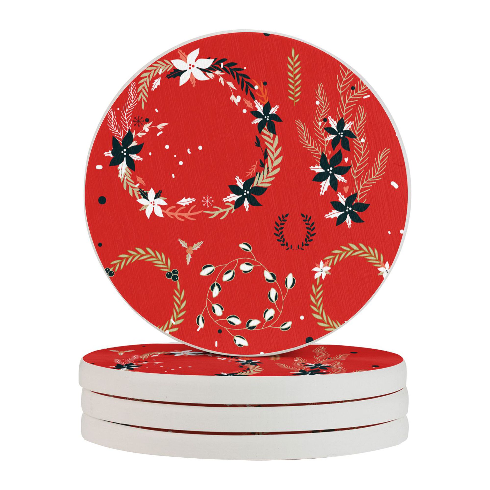 Circular Drink Coasters Set Leaves Seamless Background Beautiful Home ...