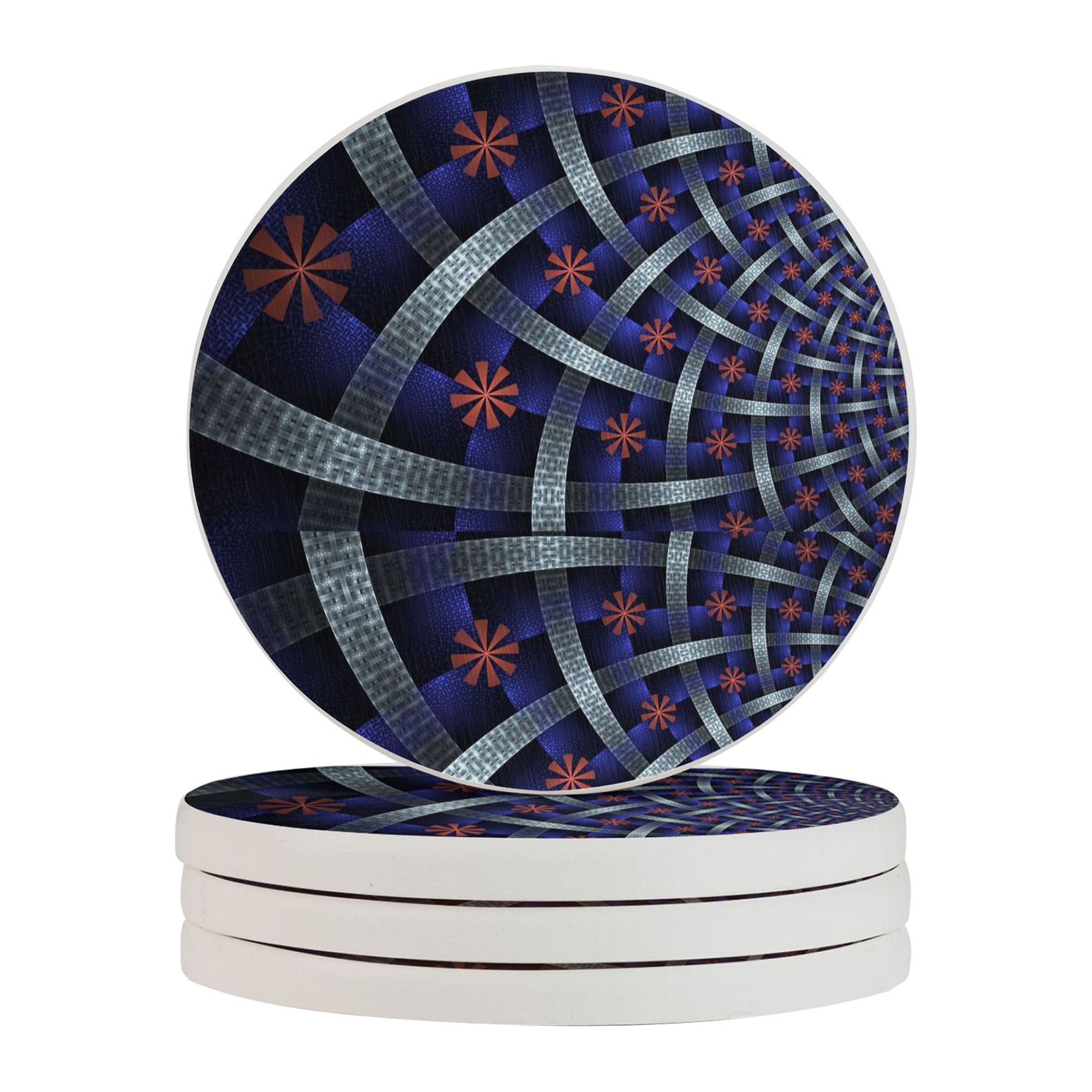 Circular Drink Coasters Set Lines-And-Flowers- Beautiful Home Decor ...