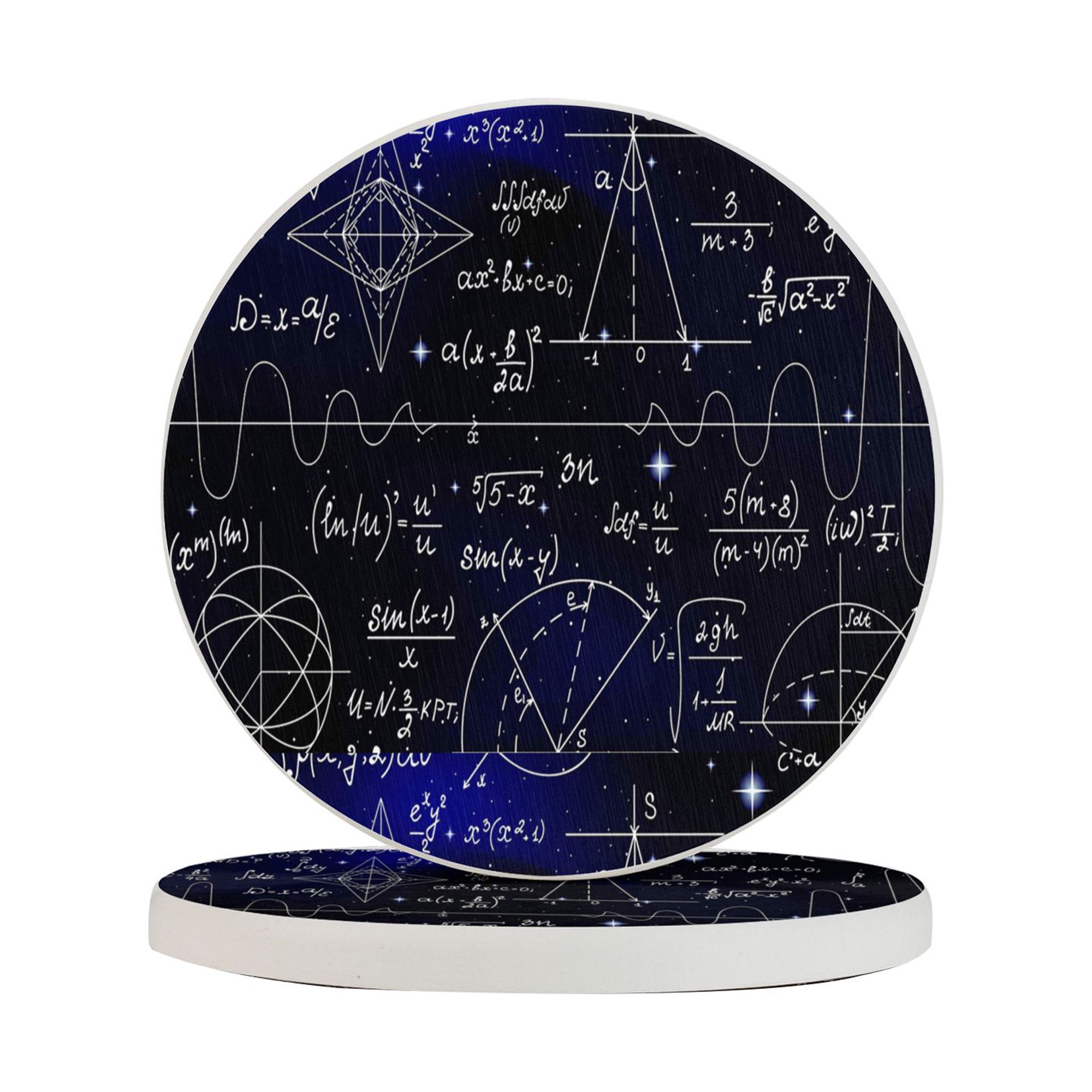 Circular Drink Coasters Set Mathematical Endless Formulas Physics ...