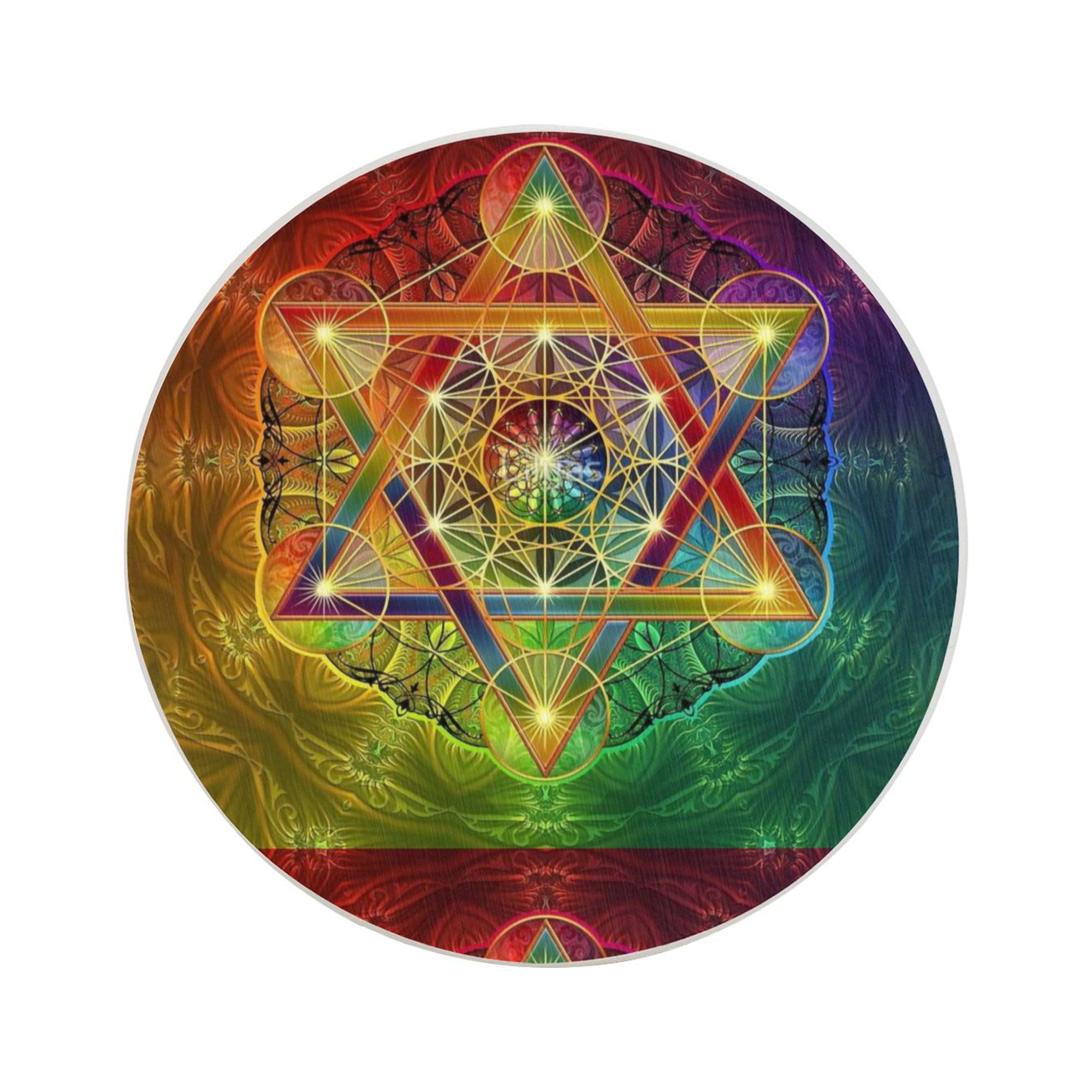 Circular Drink Coasters Set Metatron'S Cube With Merkabah And Flower Of ...