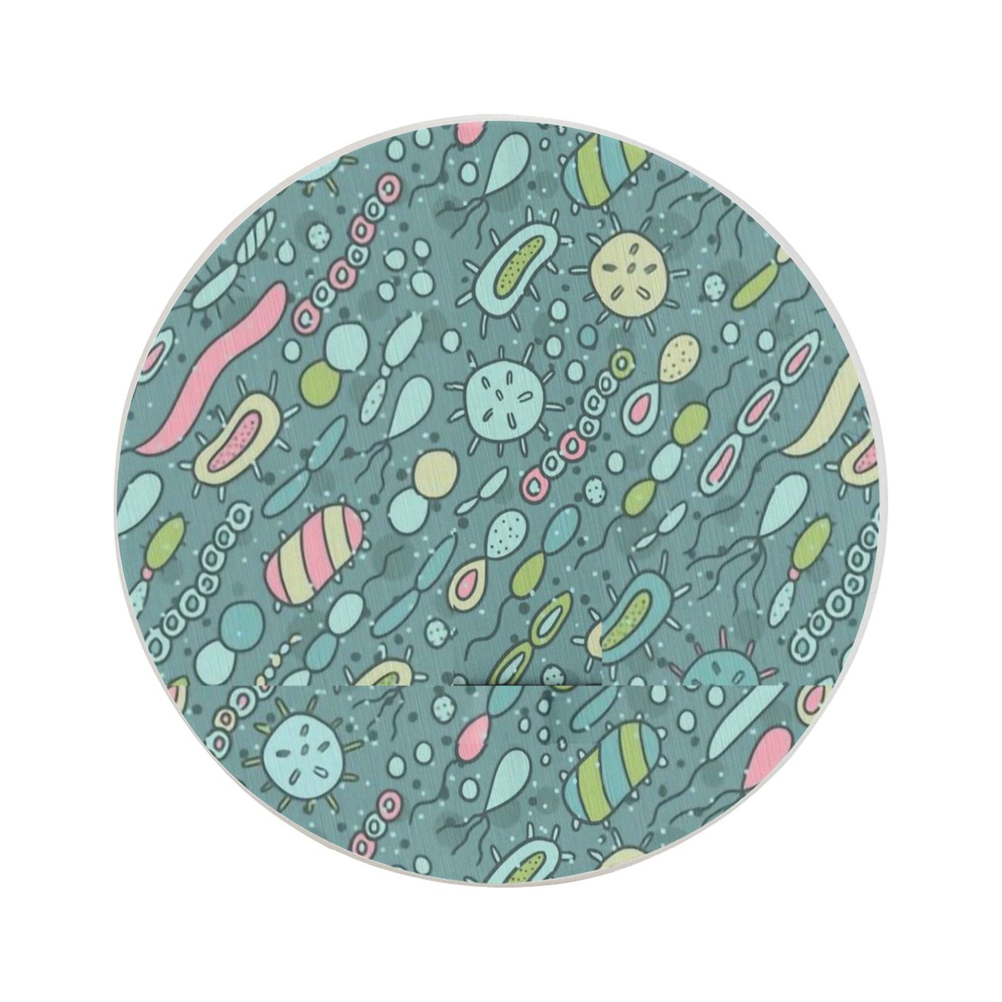 Circular Drink Coasters Set Microbes Pattern Bacteria Design For ...