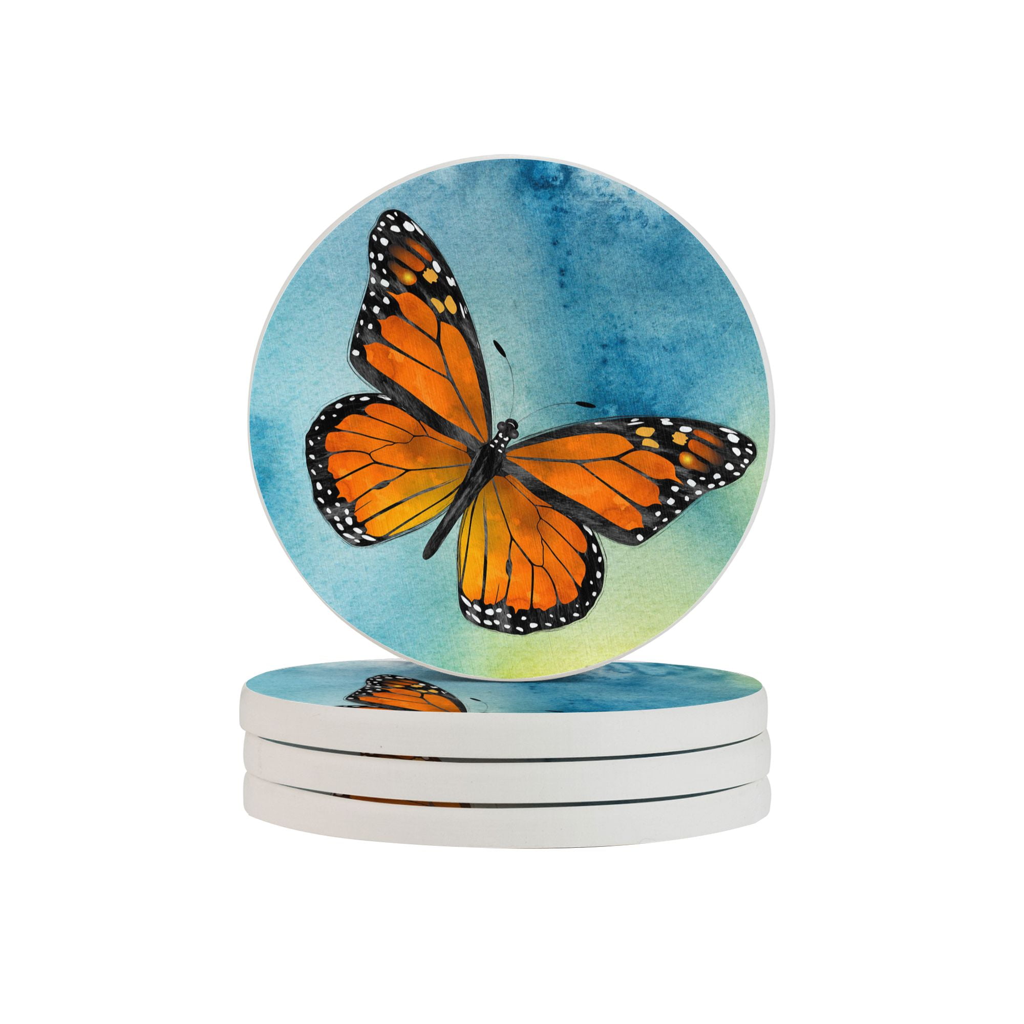 Circular Drink Coasters Set Monarch Butterfly Beautiful Home Decor ...