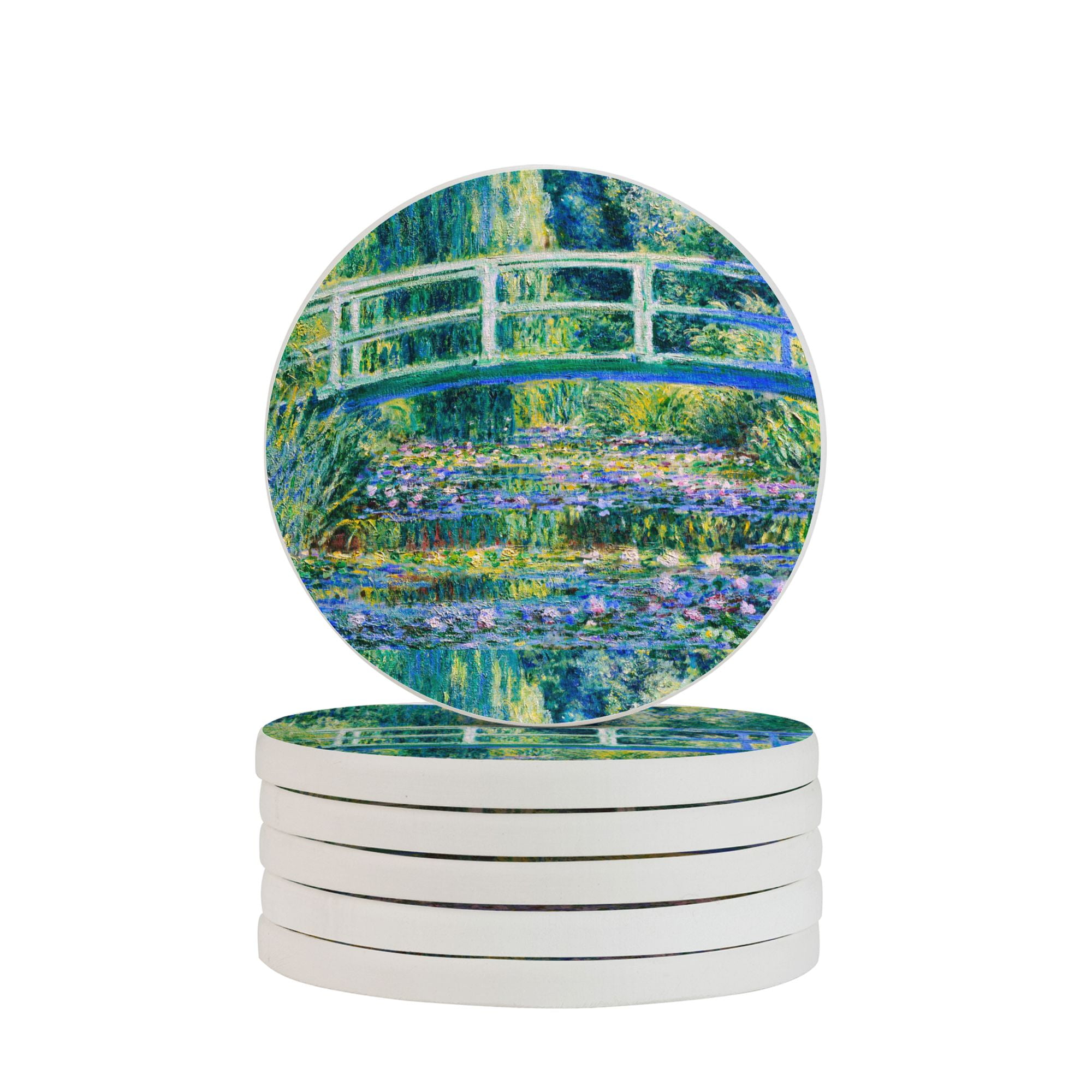 Circular Drink Coasters Set Monet Water Lily Pond Beautiful Home Decor ...
