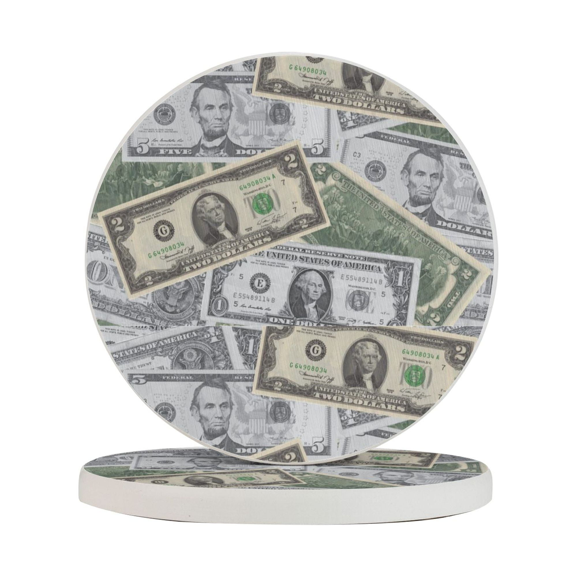 Circular Drink Coasters Set Money-Dollar Beautiful Home Decor Diatomite ...