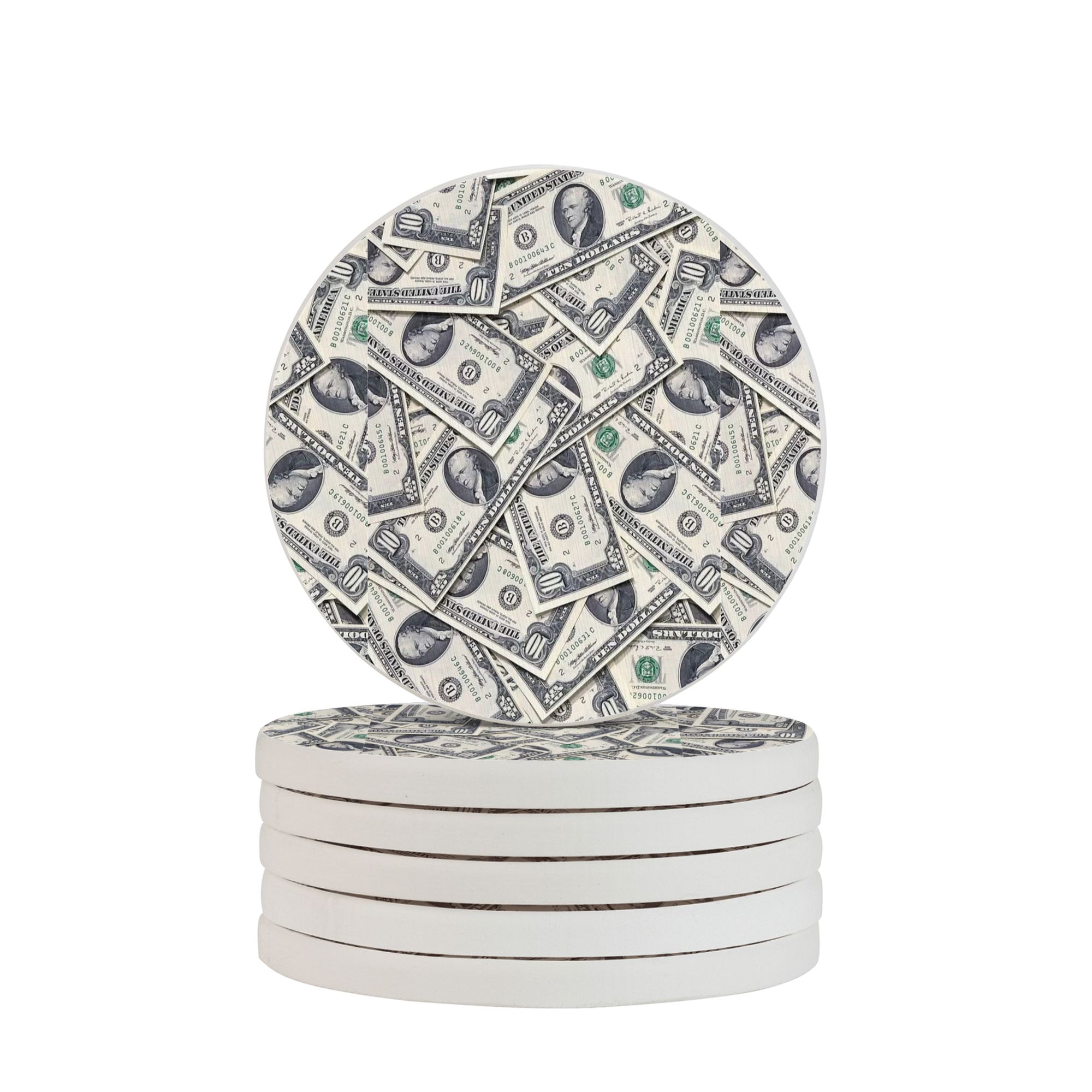 Circular Drink Coasters Set Money-Dollar Beautiful Home Decor Diatomite ...