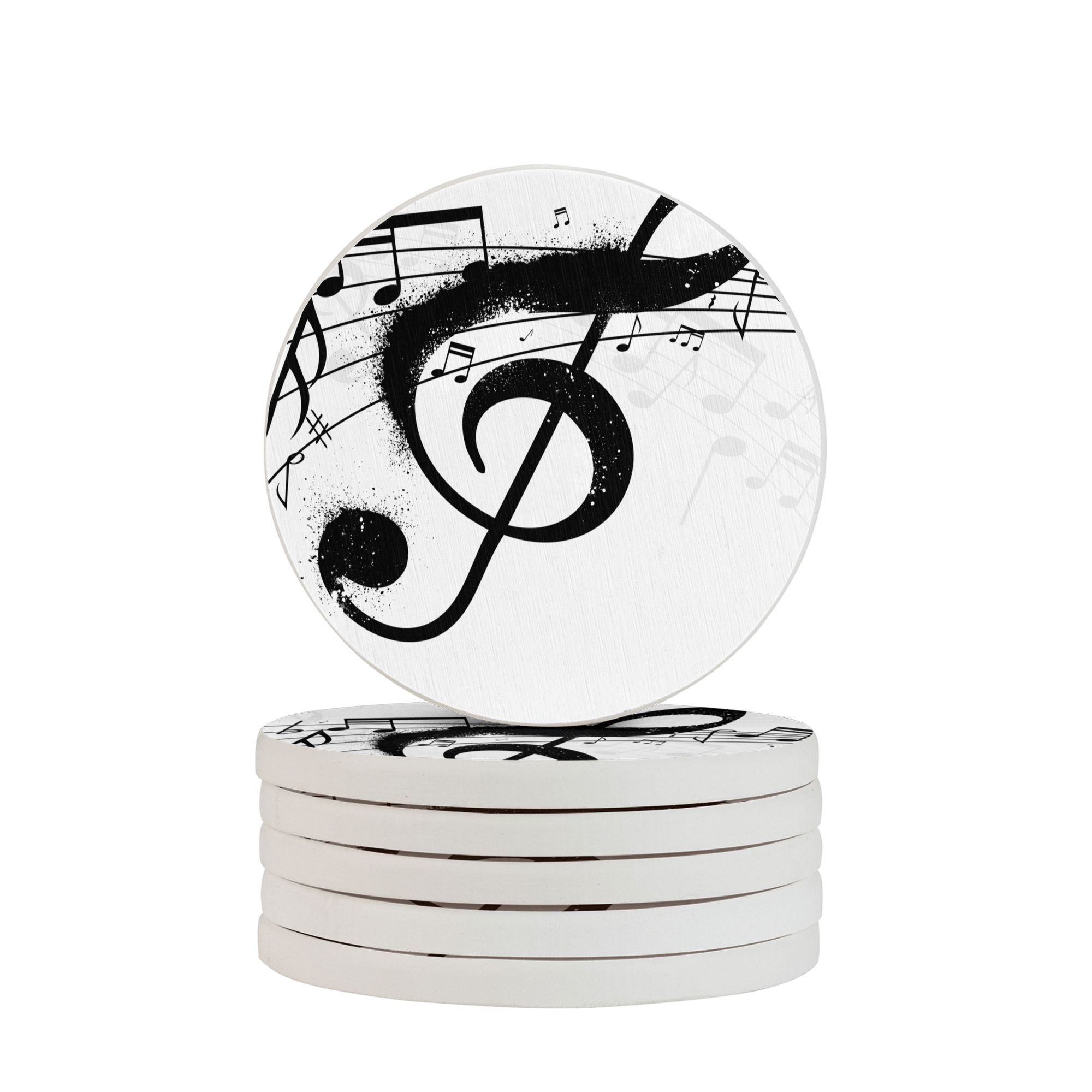 Circular Drink Coasters Set Music Note Beautiful Home Decor Diatomite ...