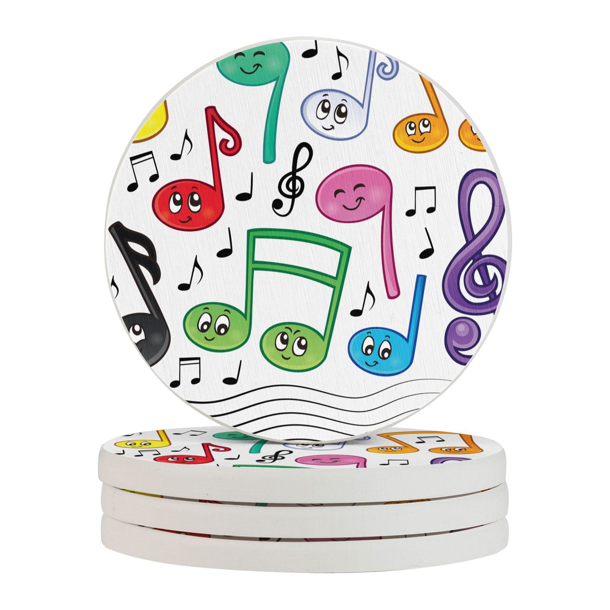 Circular Drink Coasters Set Music Notes Beautiful Home Decor Diatomite ...