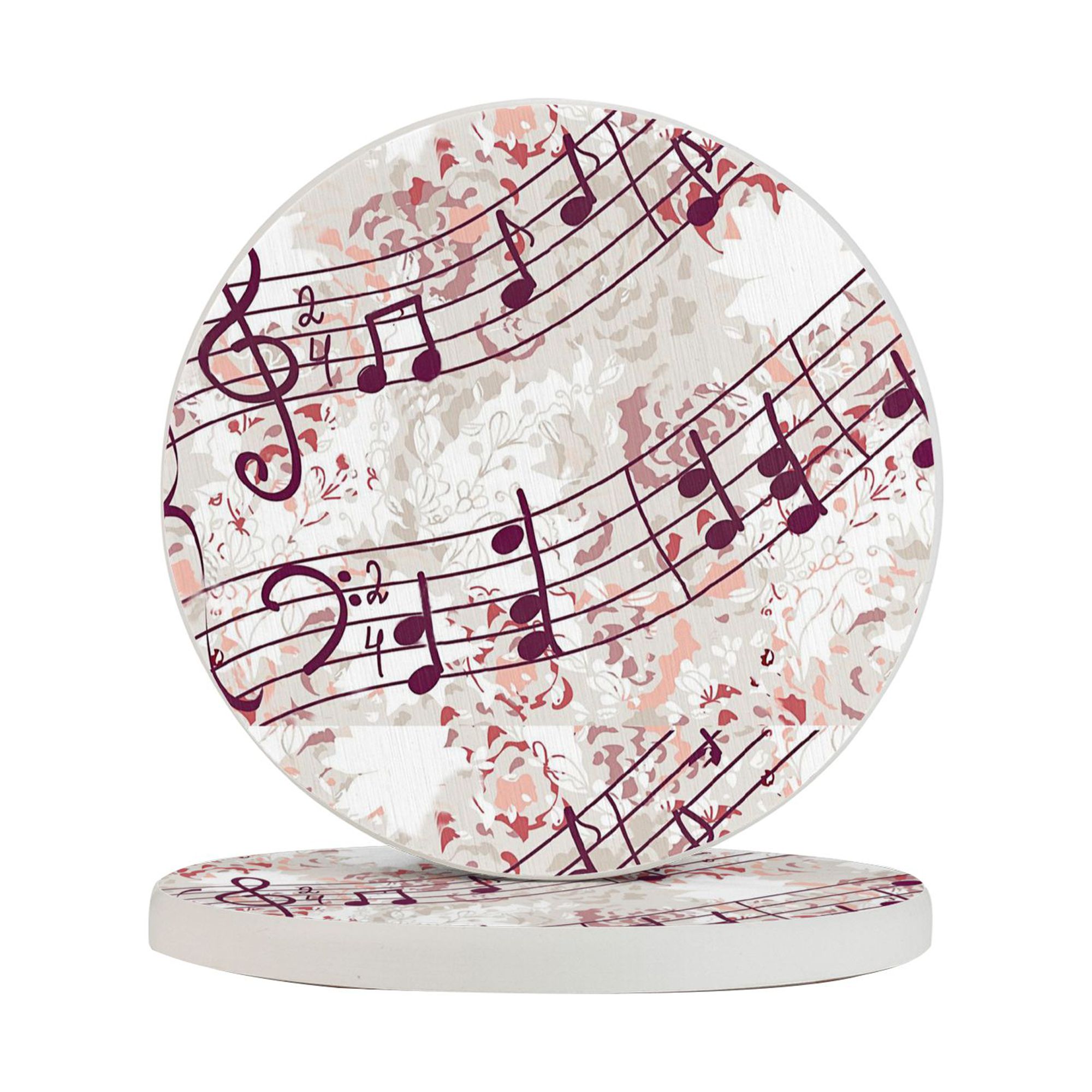 Circular Drink Coasters Set Music Notes Beautiful Home Decor Diatomite ...