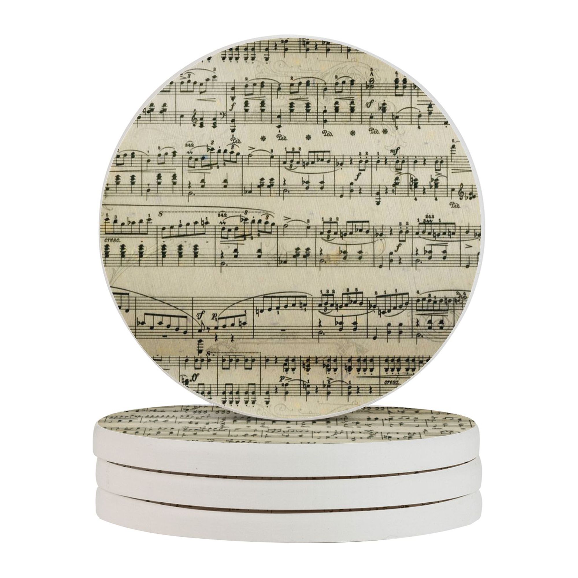 Circular Drink Coasters Set Music Sheet Page Beautiful Home Decor ...