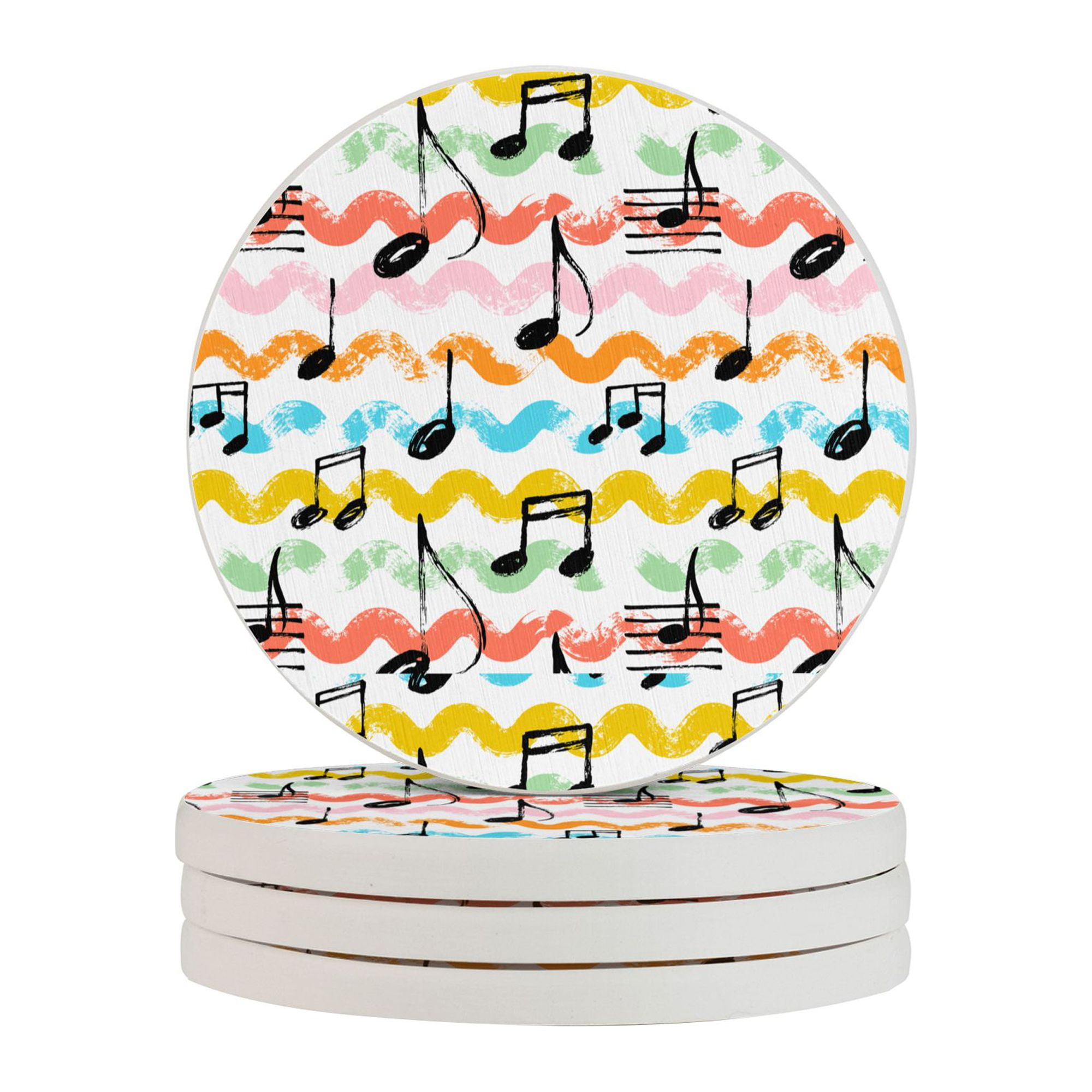 Circular Drink Coasters Set Musical Notes Beautiful Home Decor ...