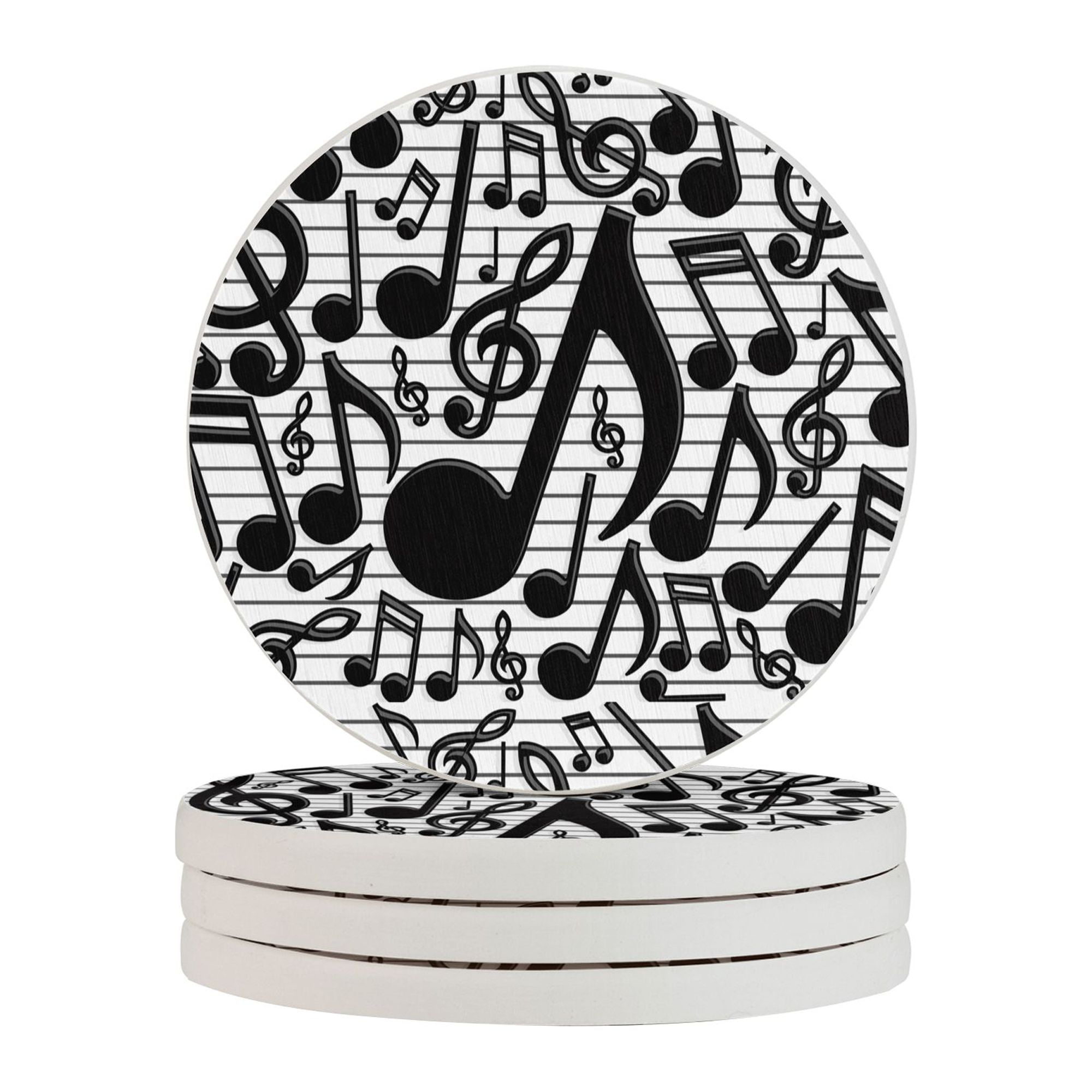 Circular Drink Coasters Set Musical Notes Beautiful Home Decor ...