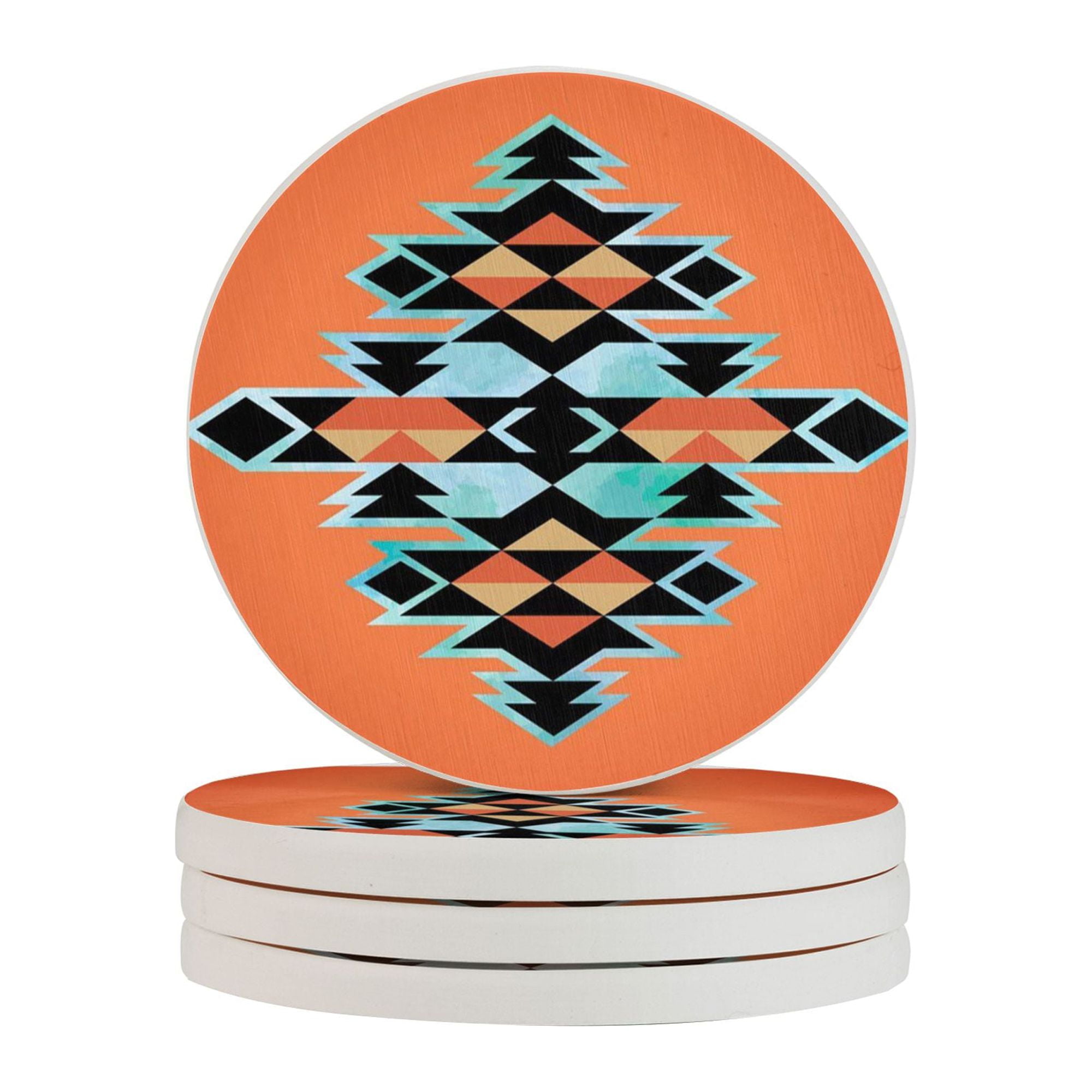 Circular Drink Coasters Set Native Indian Aztec Pattern Beautiful Home ...