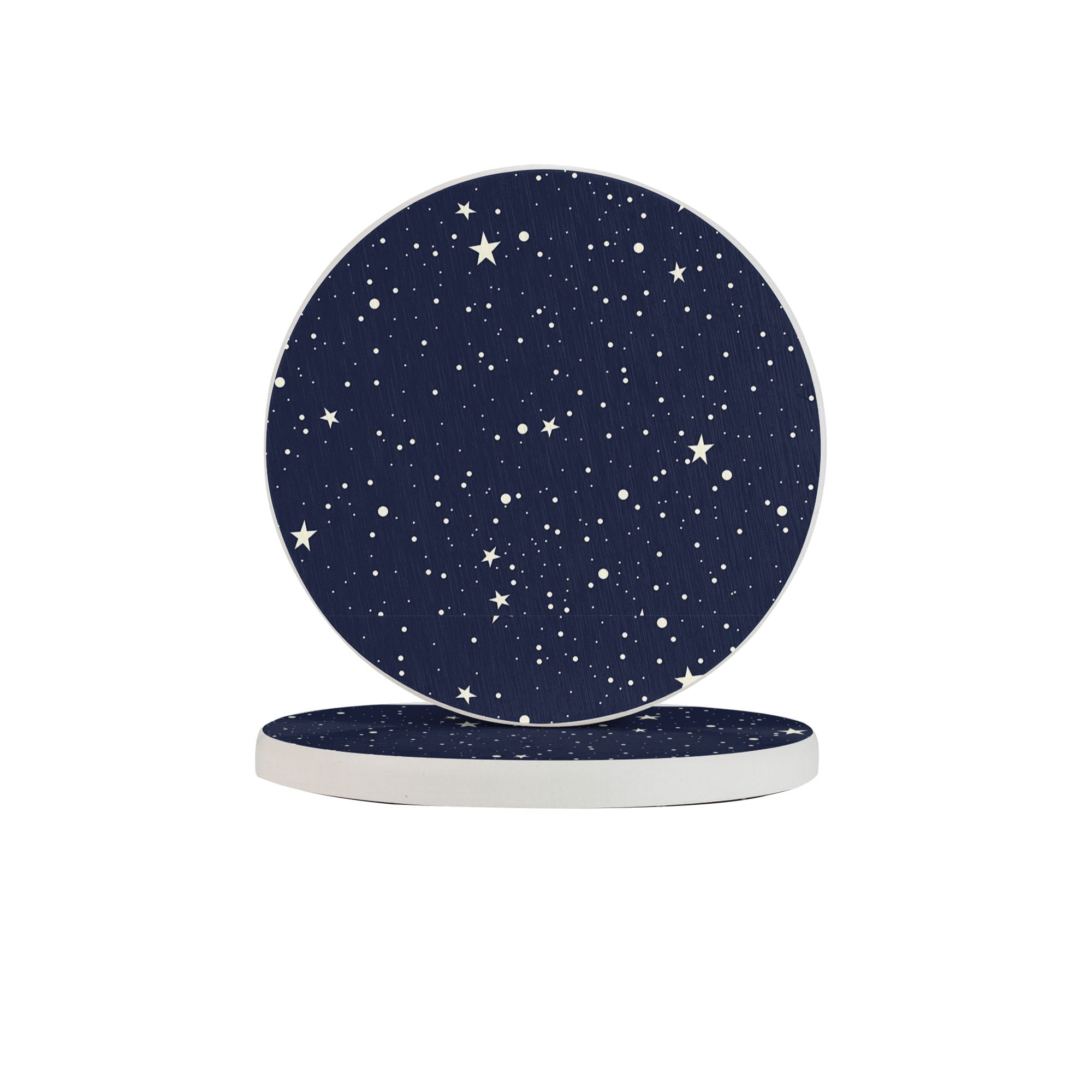 Circular Drink Coasters Set Night Sky Moon And Stars Beautiful Home ...