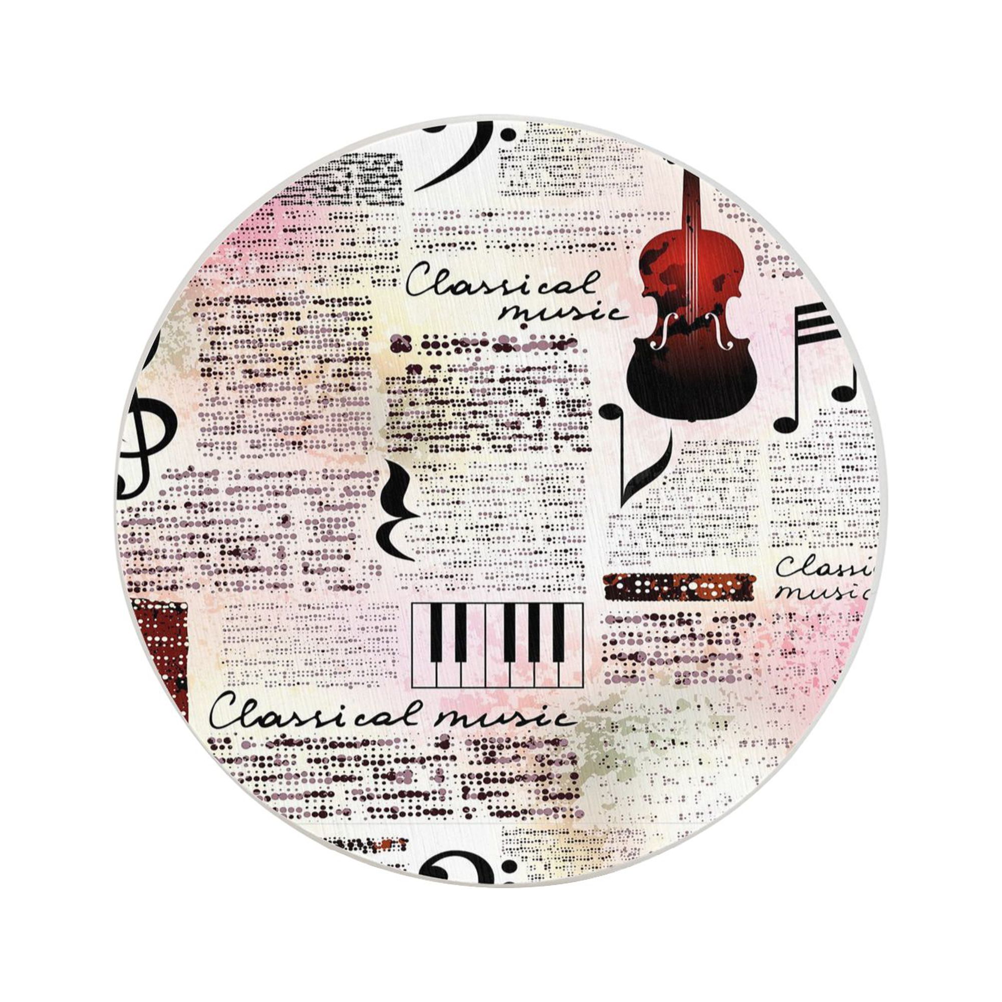 Circular Drink Coasters Set Old Newspaper Decor, Classical Music Themed ...