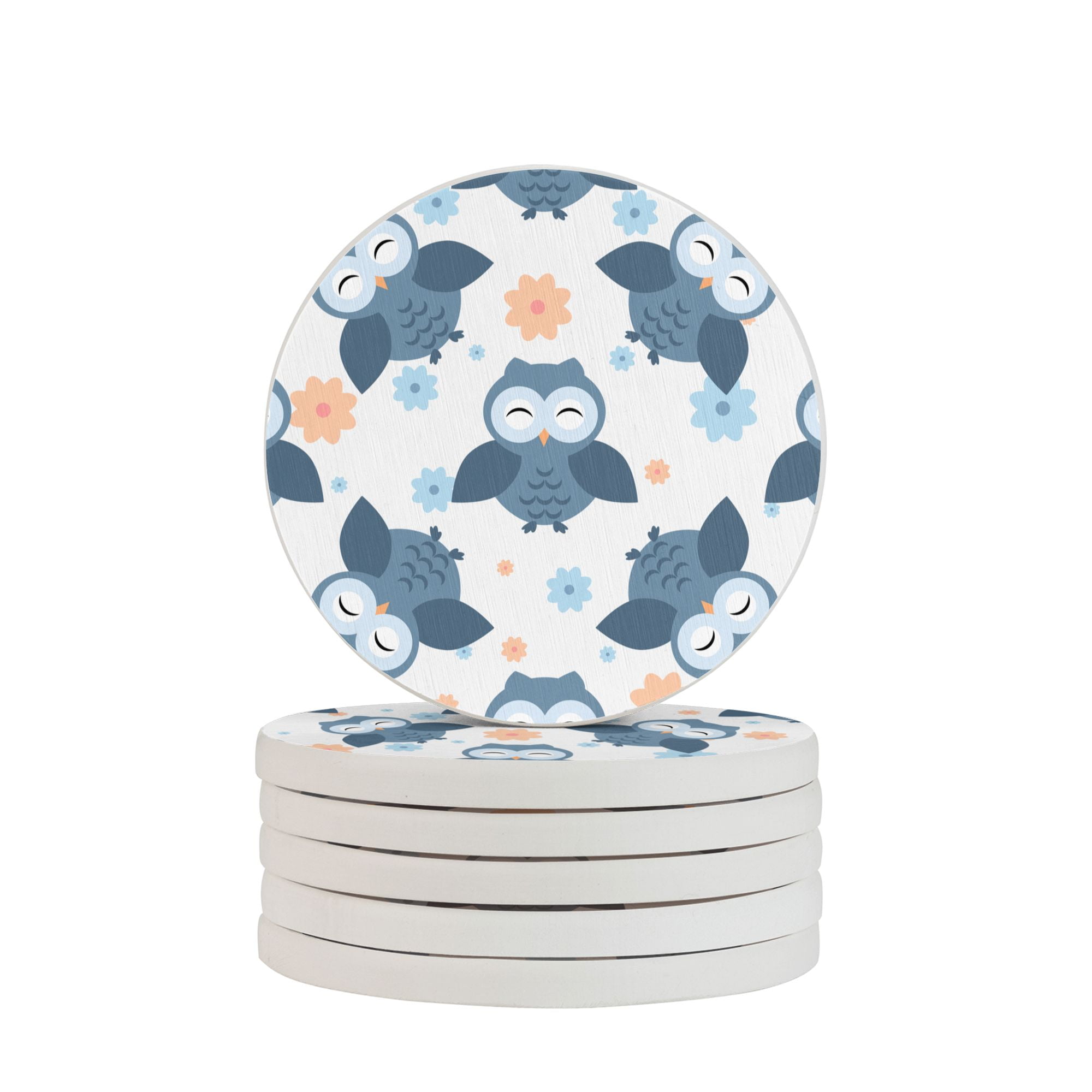 Circular Drink Coasters Set Owls Beautiful Home Decor Diatomite Heat ...