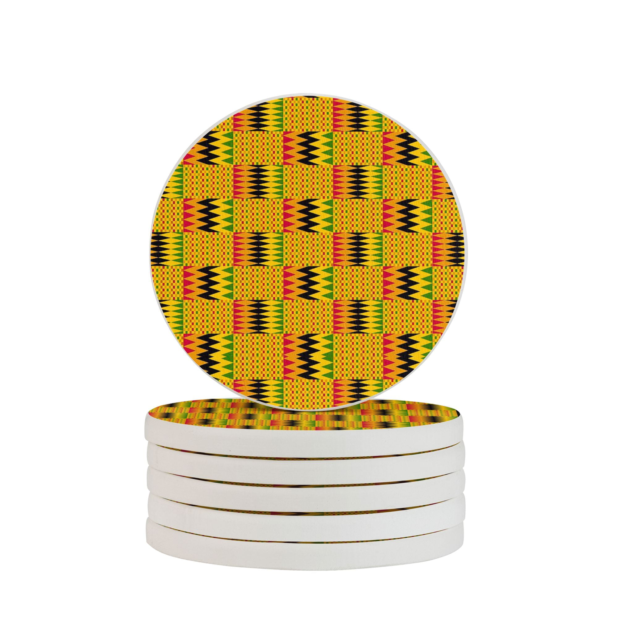 Circular Drink Coasters Set Path Life Beauty Red Ghana Africa African ...