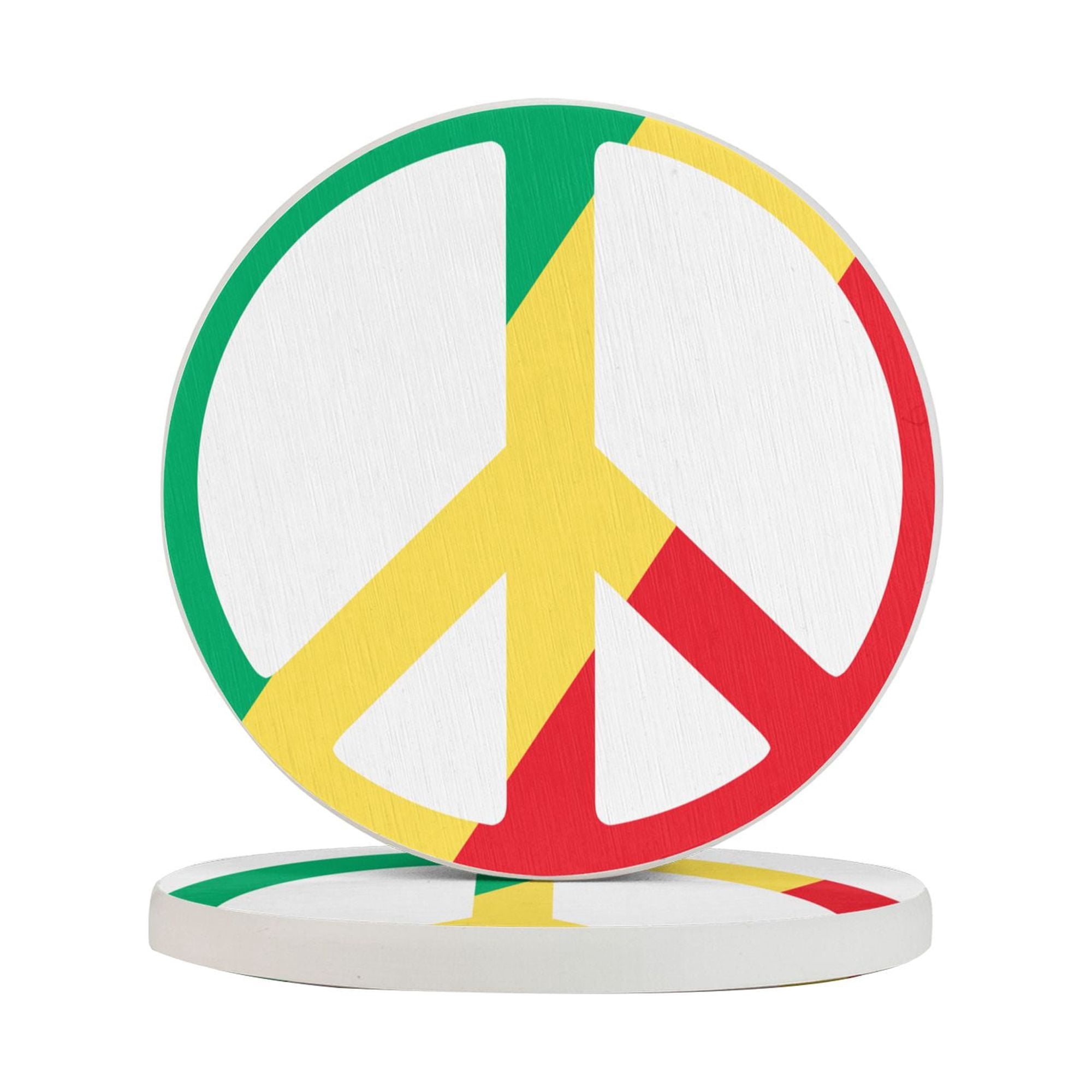 Circular Drink Coasters Set Peace Sign Rastafari Pattern Beautiful Home ...