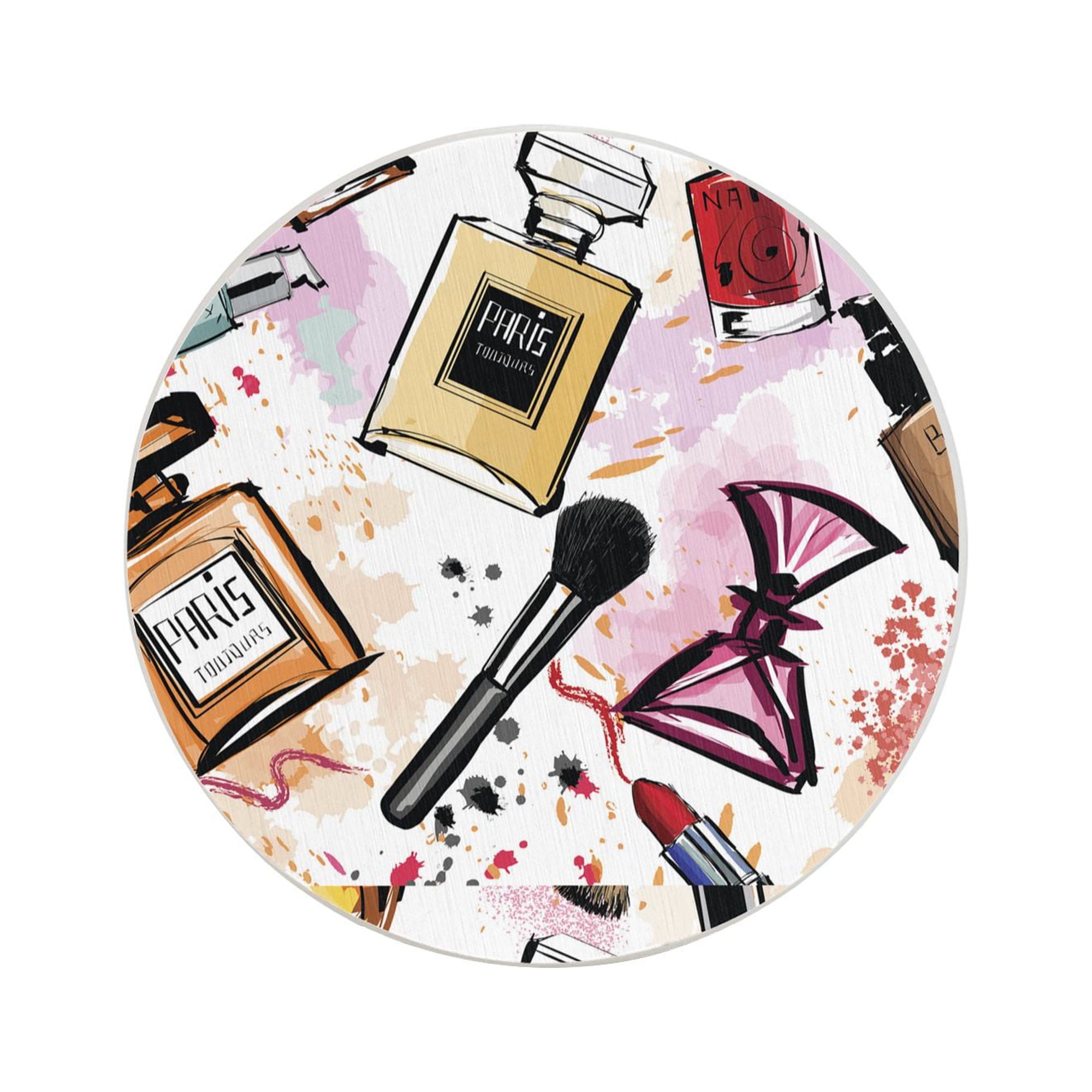 Circular Drink Coasters Set Perfume Lipstick Nail Polish Beautiful Home ...