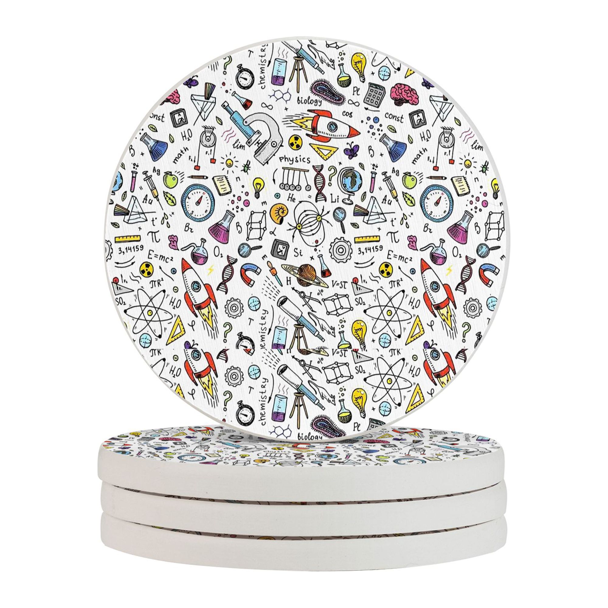 Circular Drink Coasters Set Physics Mathematics Beautiful Home Decor ...