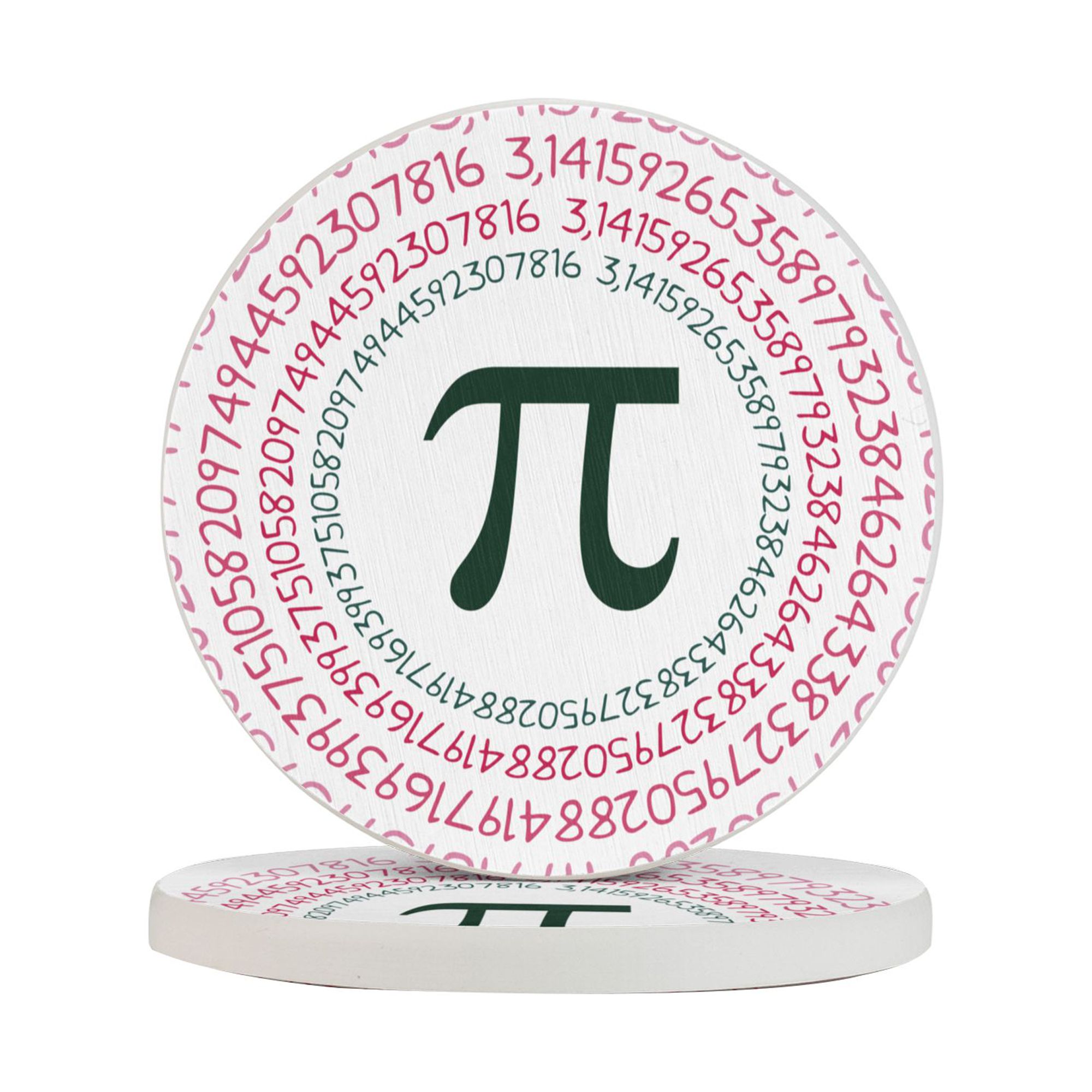 Circular Drink Coasters Set Pi Symbol Beautiful Home Decor Diatomite ...