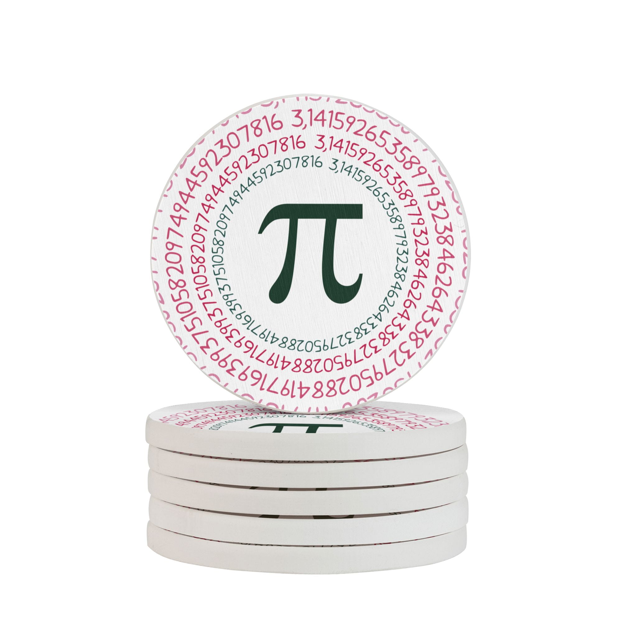 Circular Drink Coasters Set Pi Symbol Beautiful Home Decor Diatomite ...