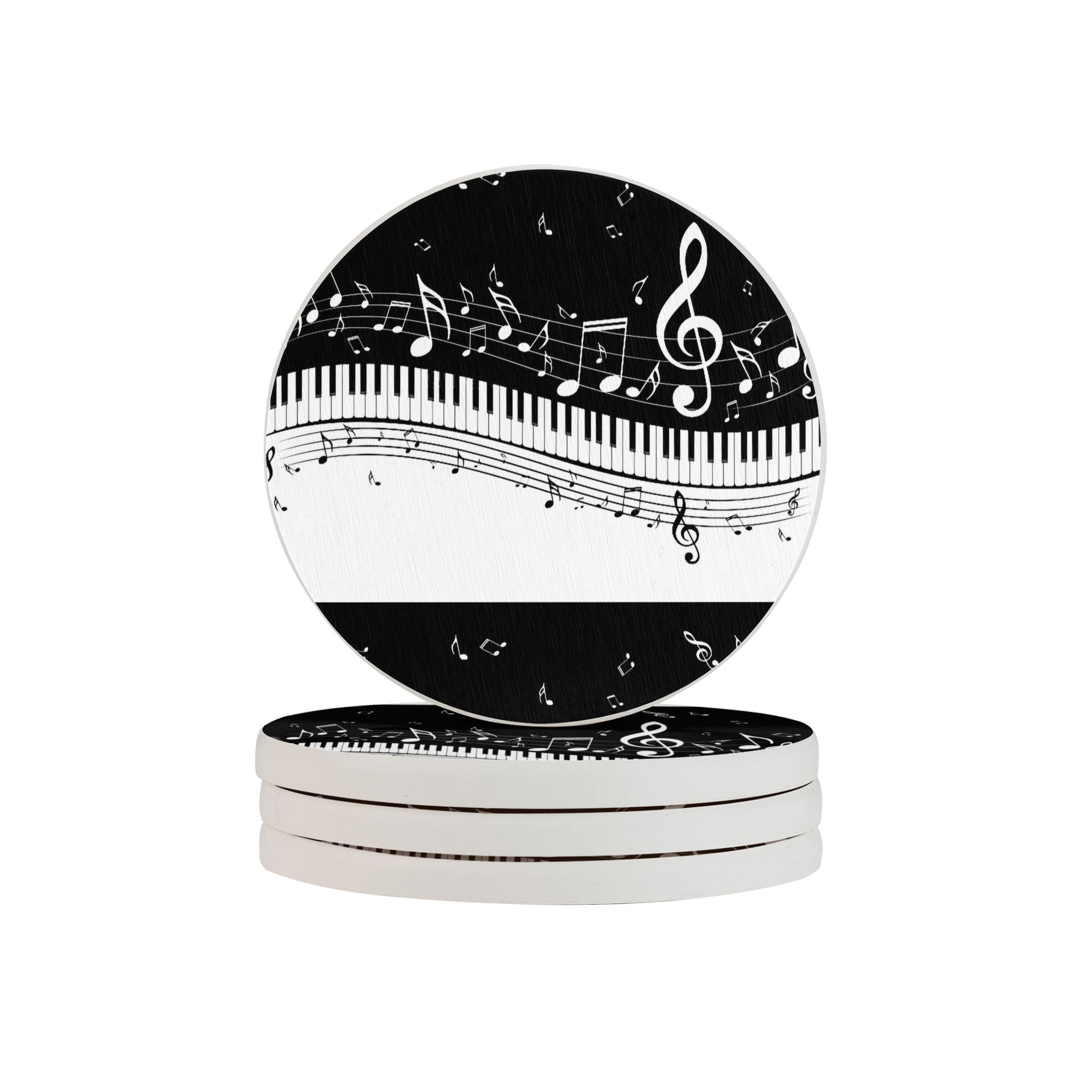 Circular Drink Coasters Set Piano Keys With Musical Notes Beautiful ...