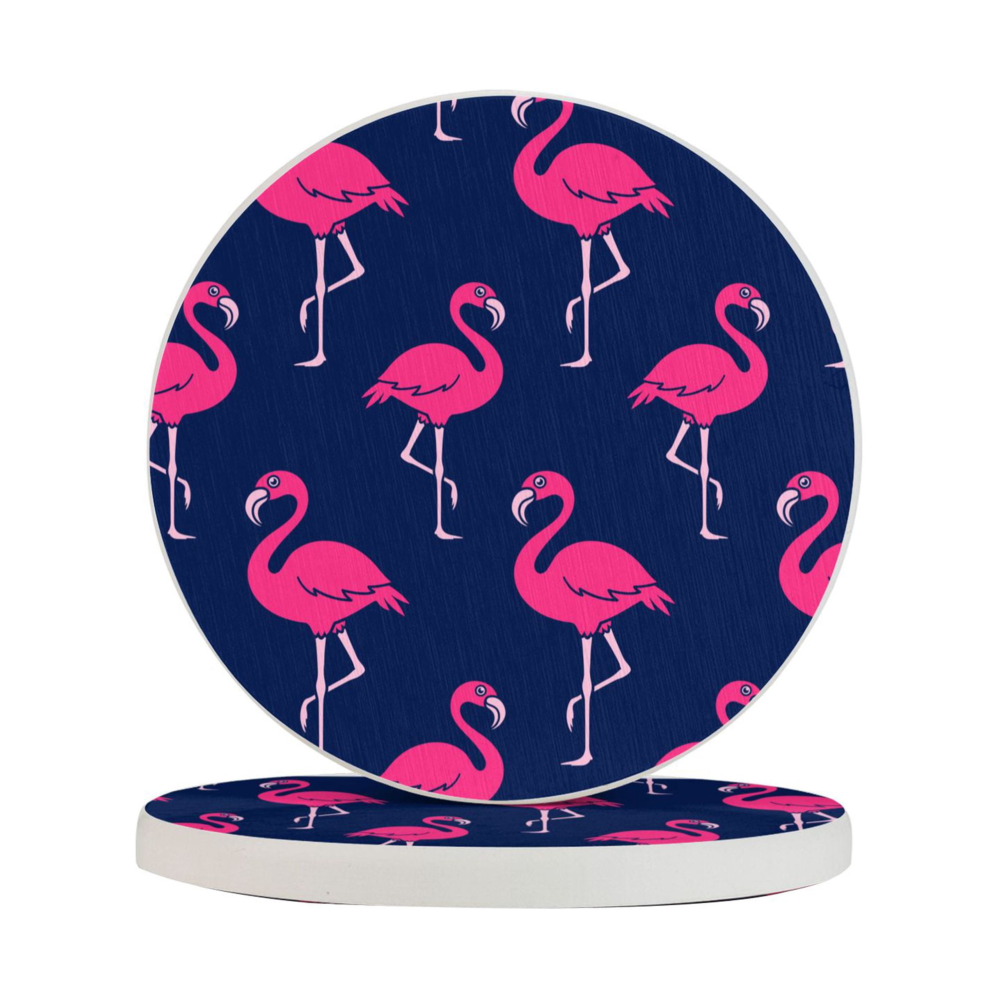 Circular Drink Coasters Set Pink Flamingo Beautiful Home Decor ...