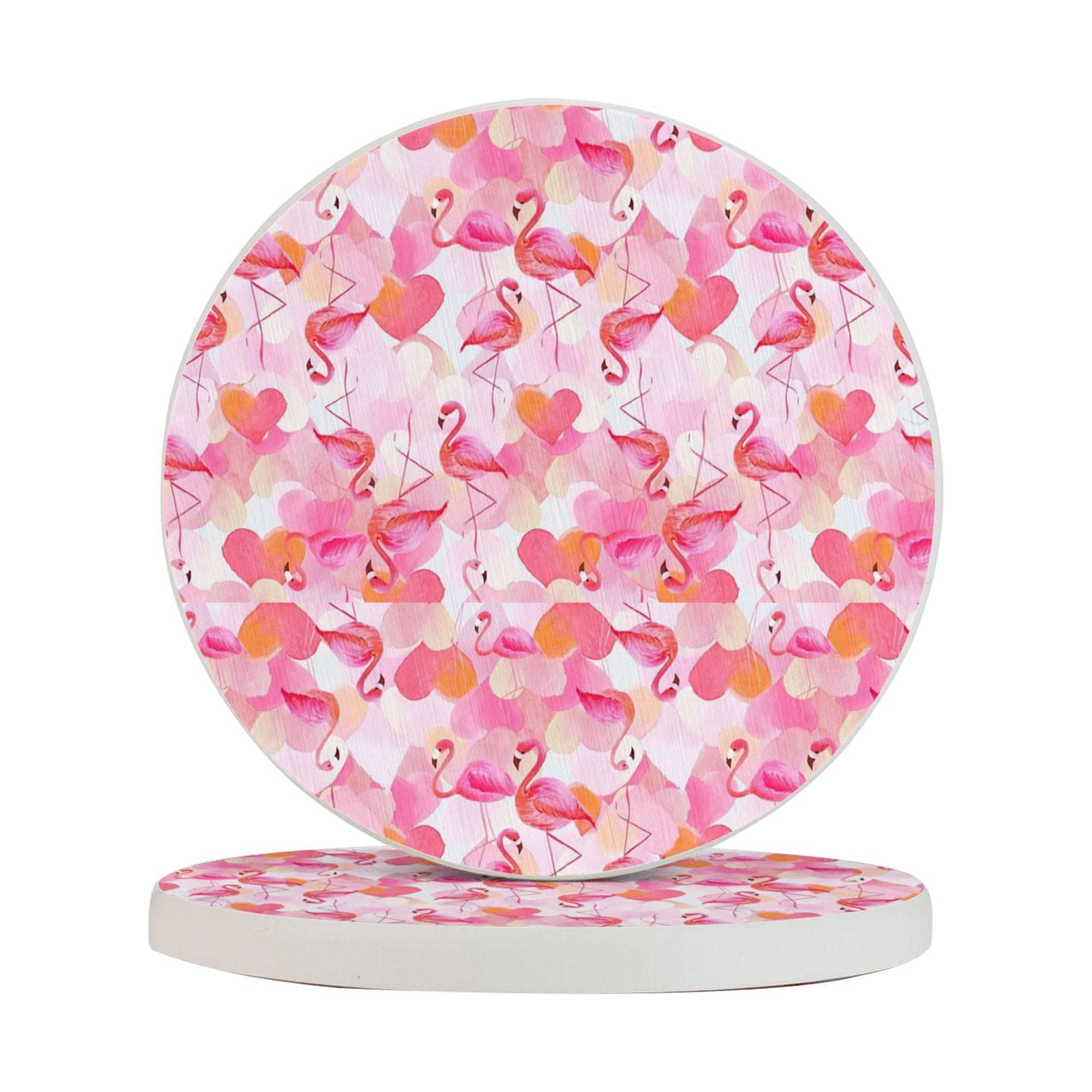 Circular Drink Coasters Set Pink Flamingo Beautiful Home Decor ...