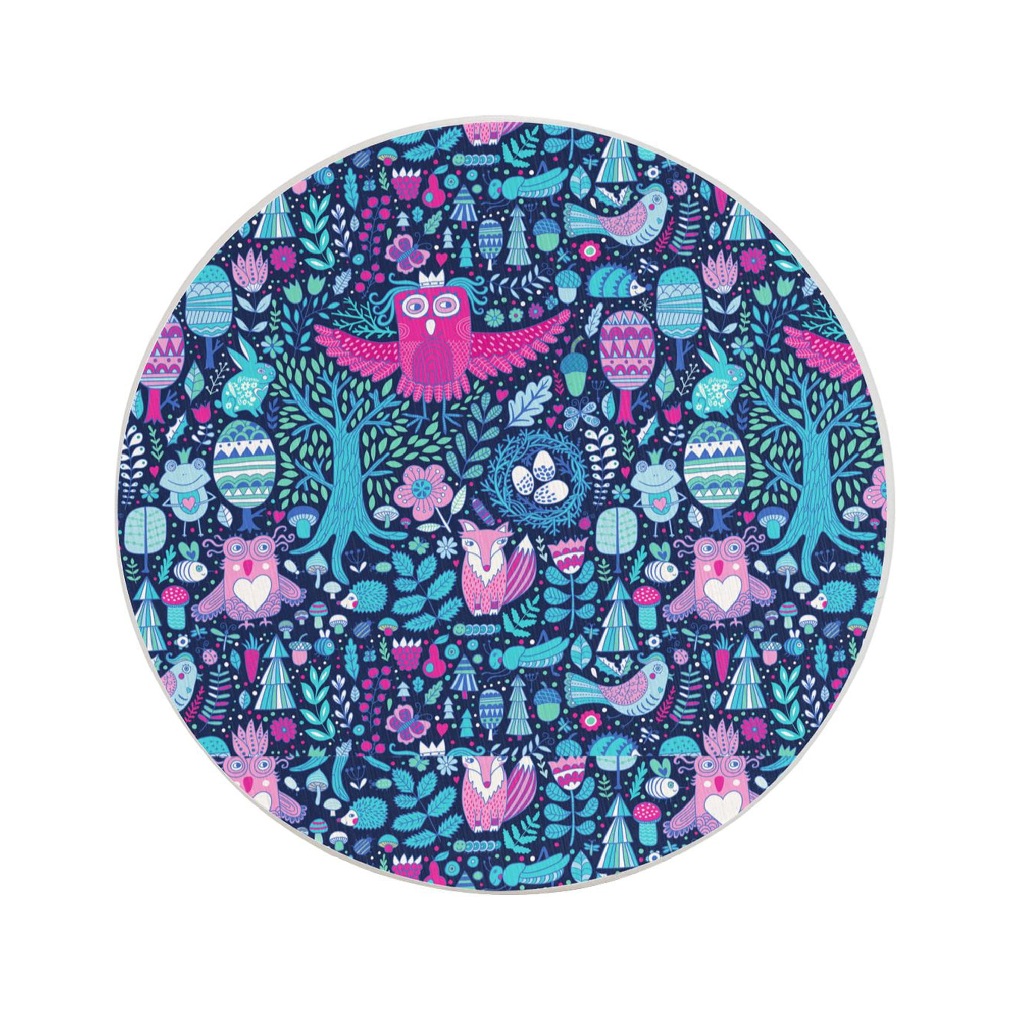 Circular Drink Coasters Set Pink Owl Printing Beautiful Home Decor ...