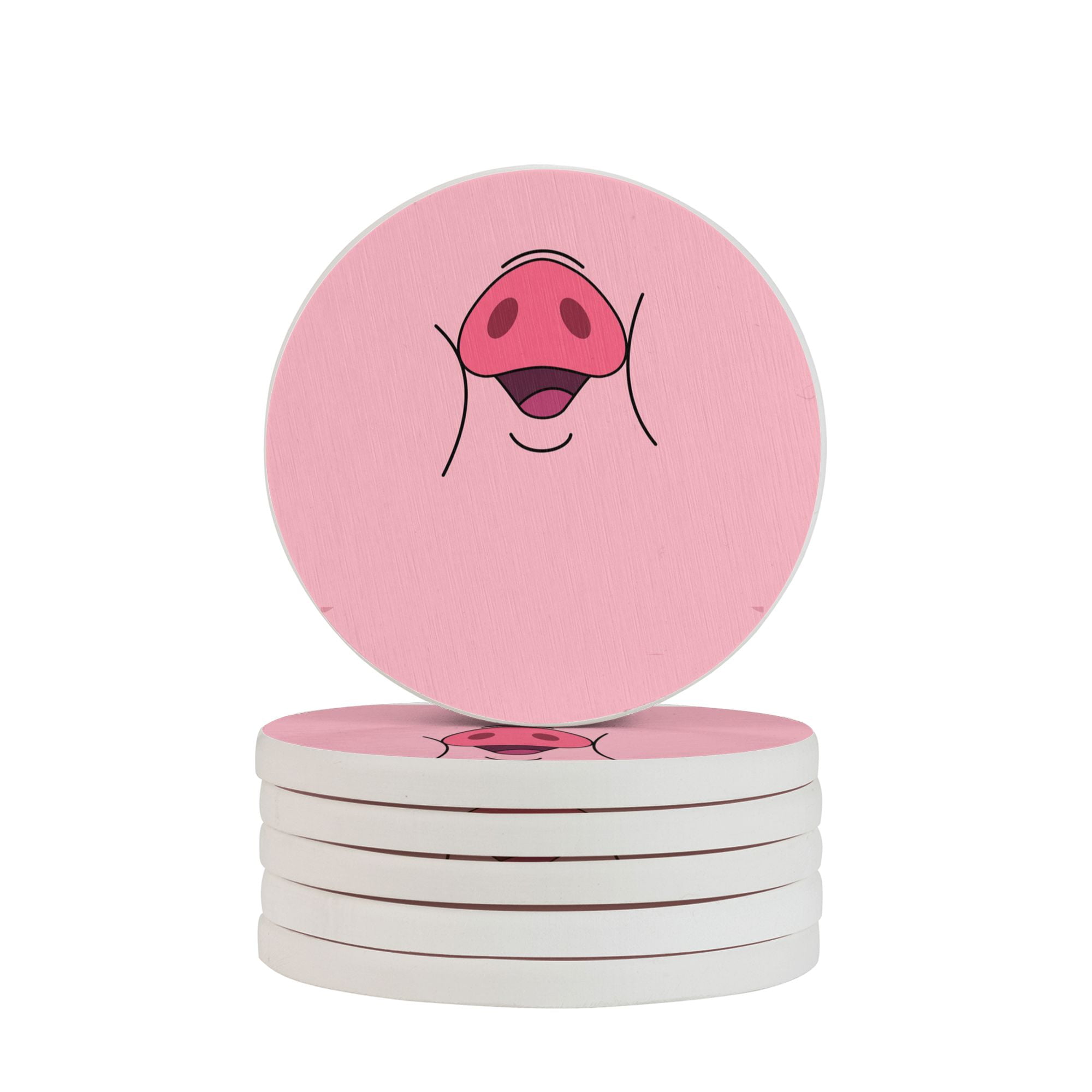 Circular Drink Coasters Set Pink Pig Beautiful Home Decor Diatomite ...