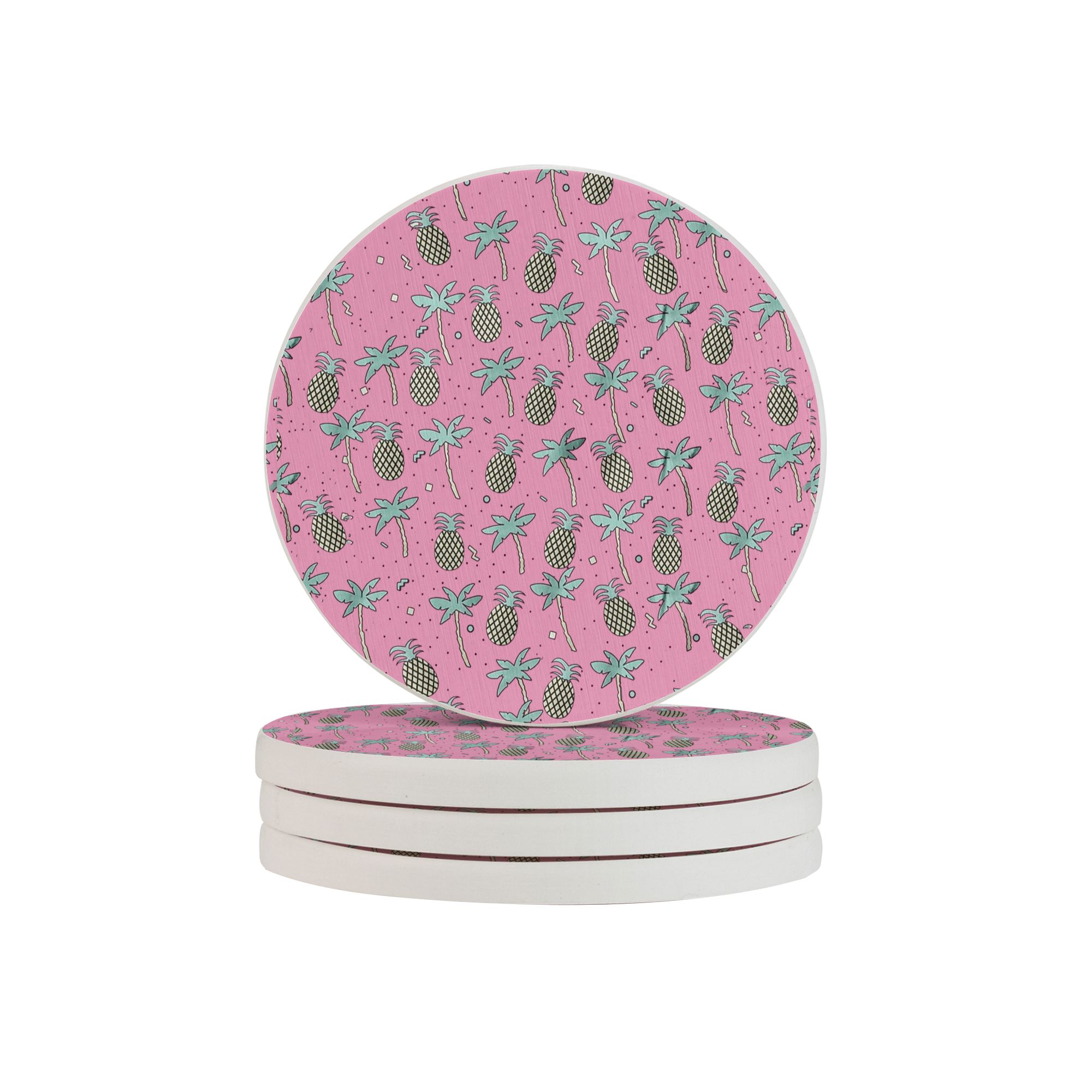 Circular Drink Coasters Set Pink Pineapple Beautiful Home Decor ...